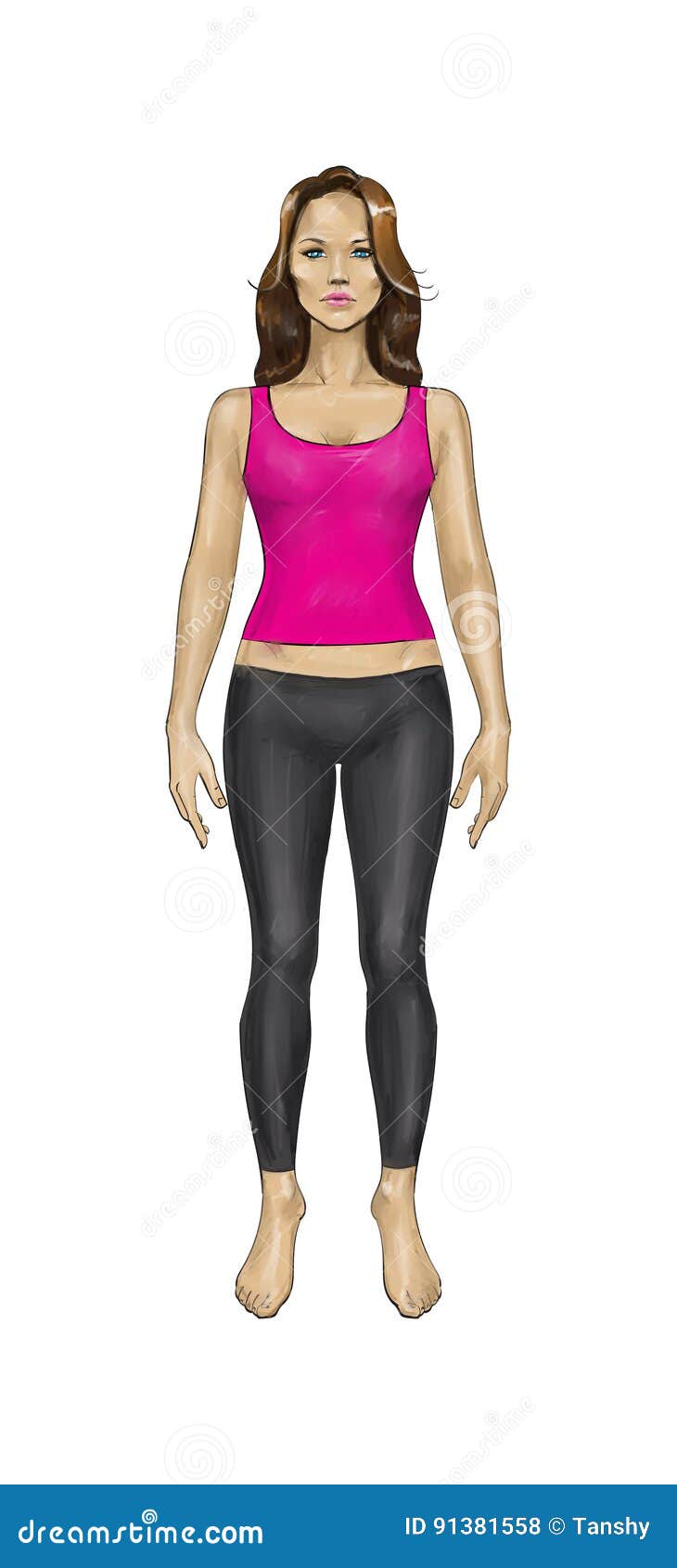 Girl. Model Figure-front View Stock Illustration - Illustration of ...