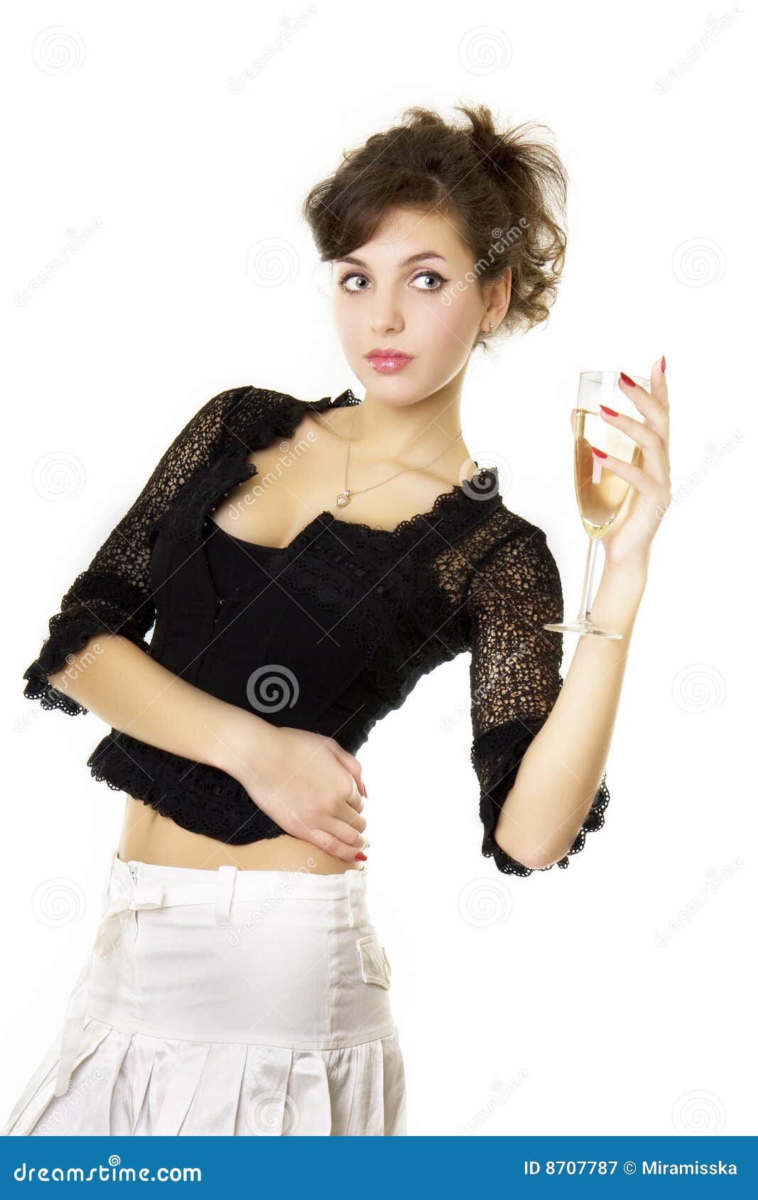 Girl Model with a Glass of Champagne Stock Image - Image of champagne ...