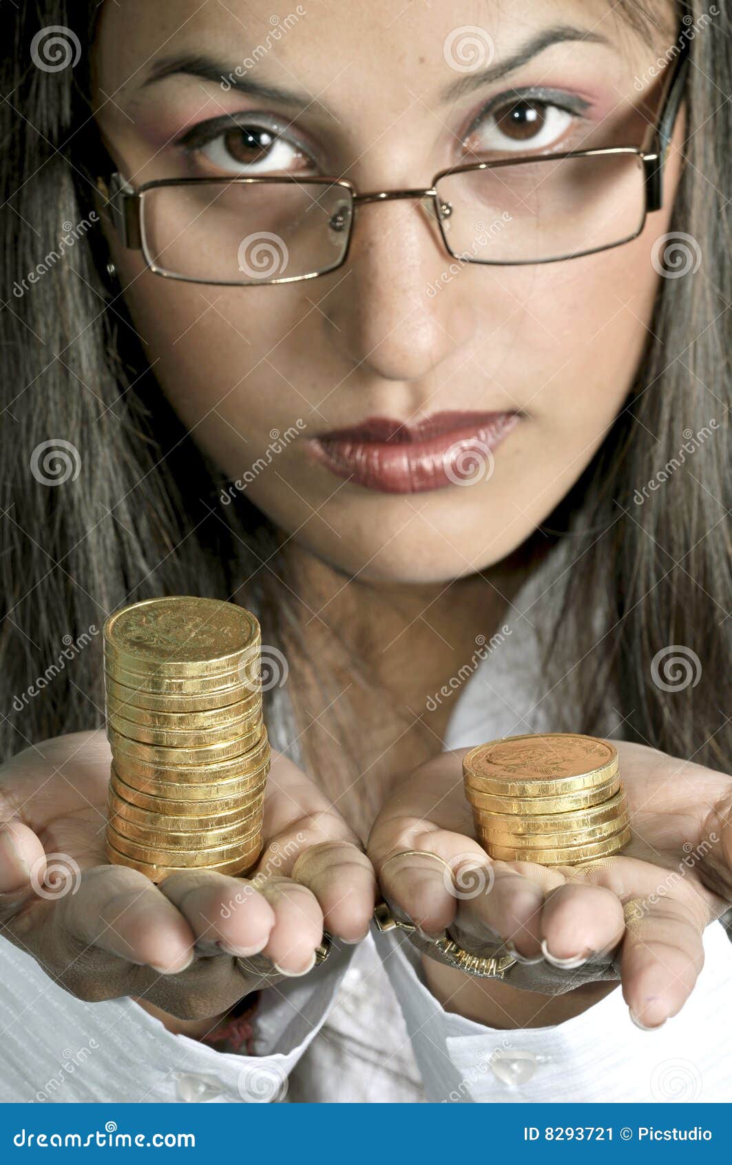 Girl model with gold coins stock image. Image of fortune - 8293721