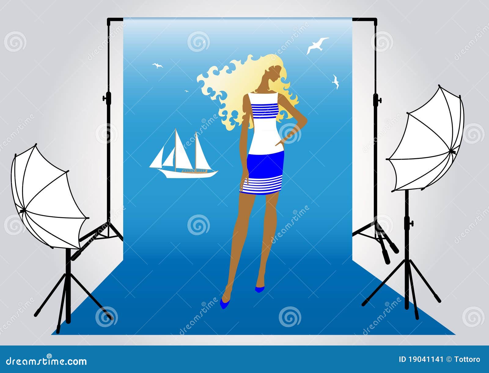 Girl Model on the Photo Shoot in Marine Stock Vector - Illustration of ...