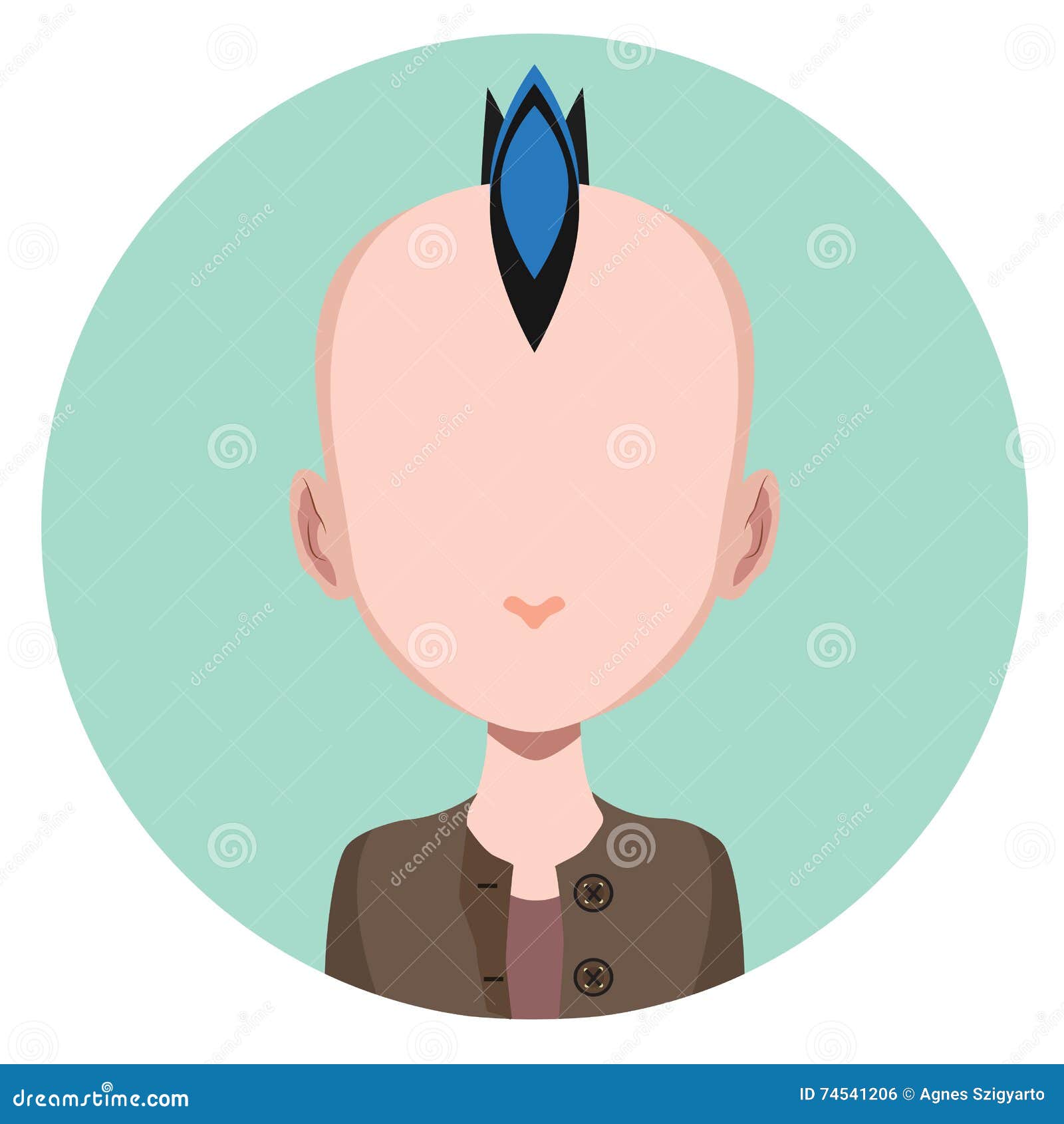 Girl with mohawk stock vector. Illustration of flat, beautiful - 74541206