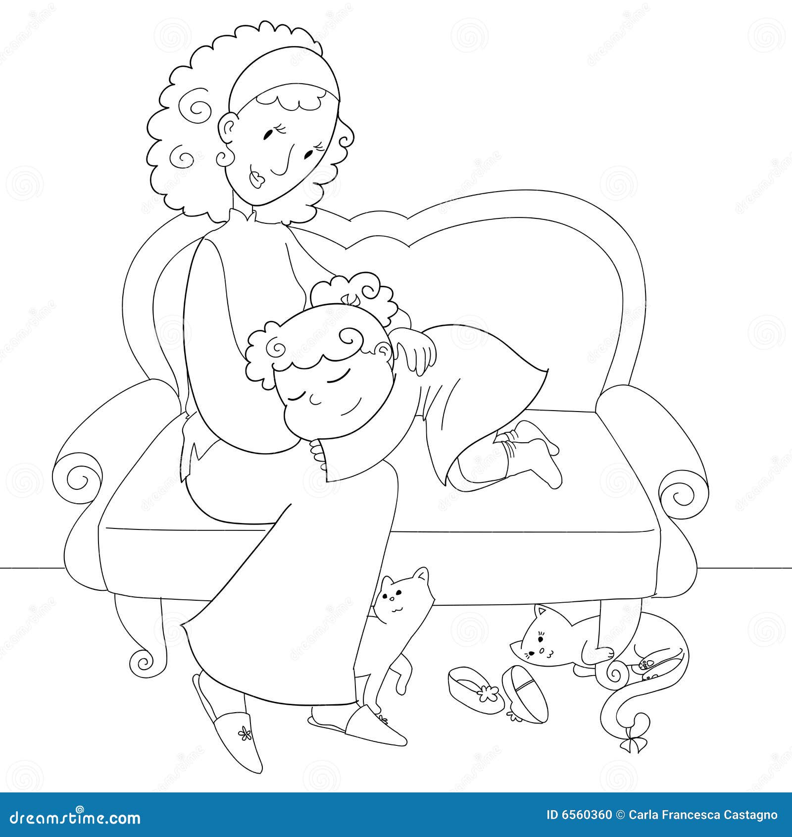 Coloring Girl And Mom Vector Illustration | CartoonDealer.com #6560360