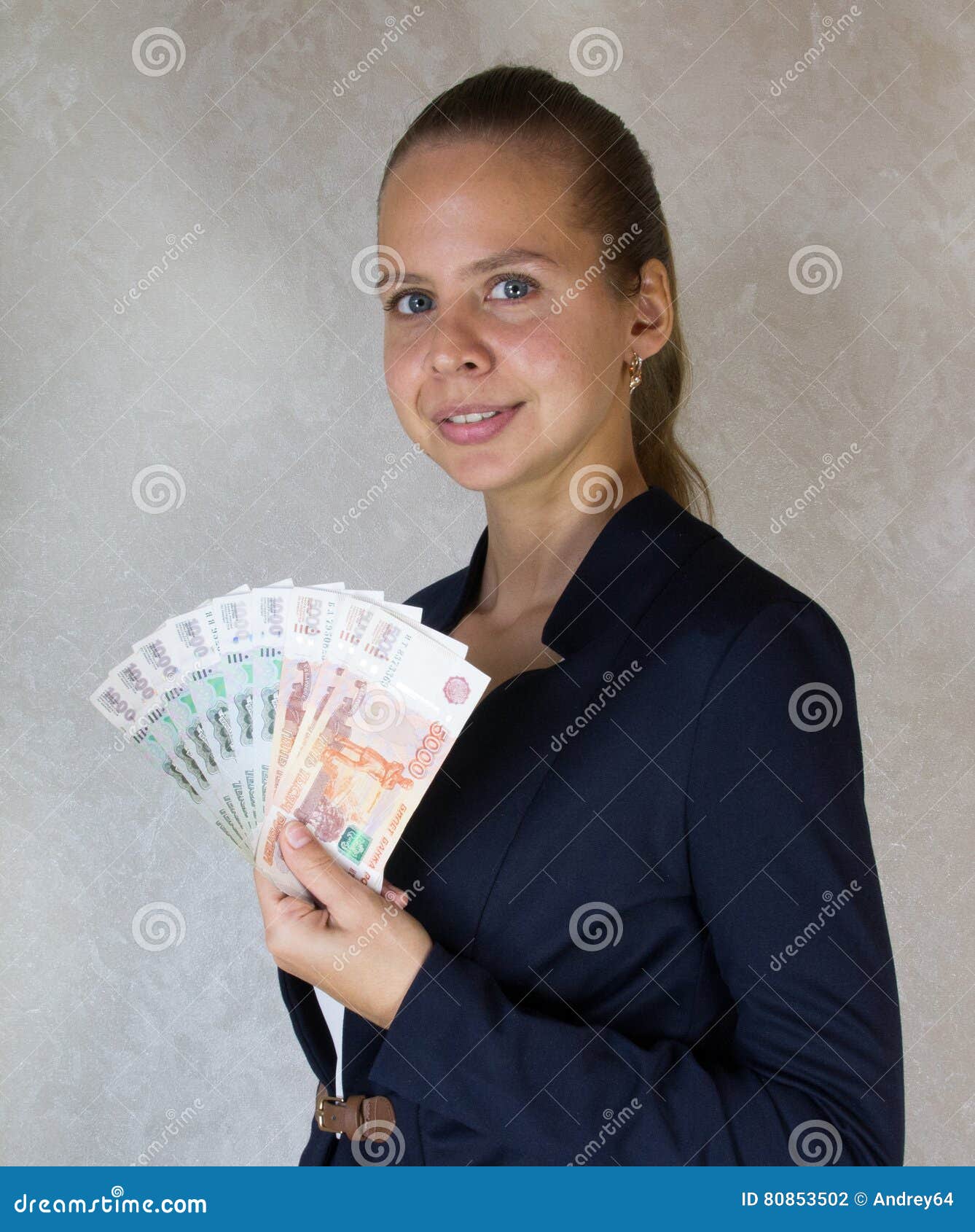 Girl with money in hand stock photo. Image of little - 80853502