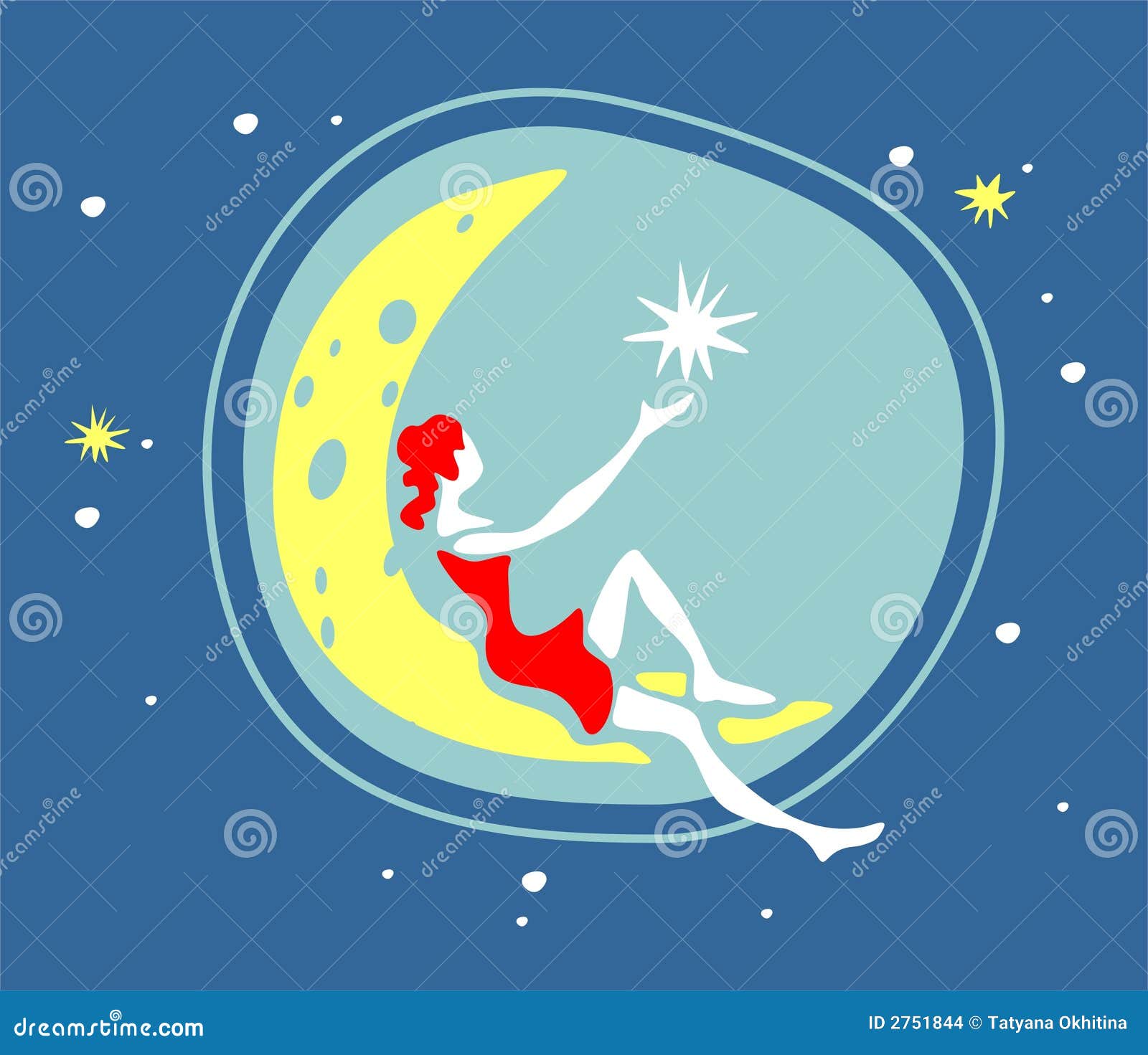Girl On The Moon Vector Illustration | CartoonDealer.com #2751844