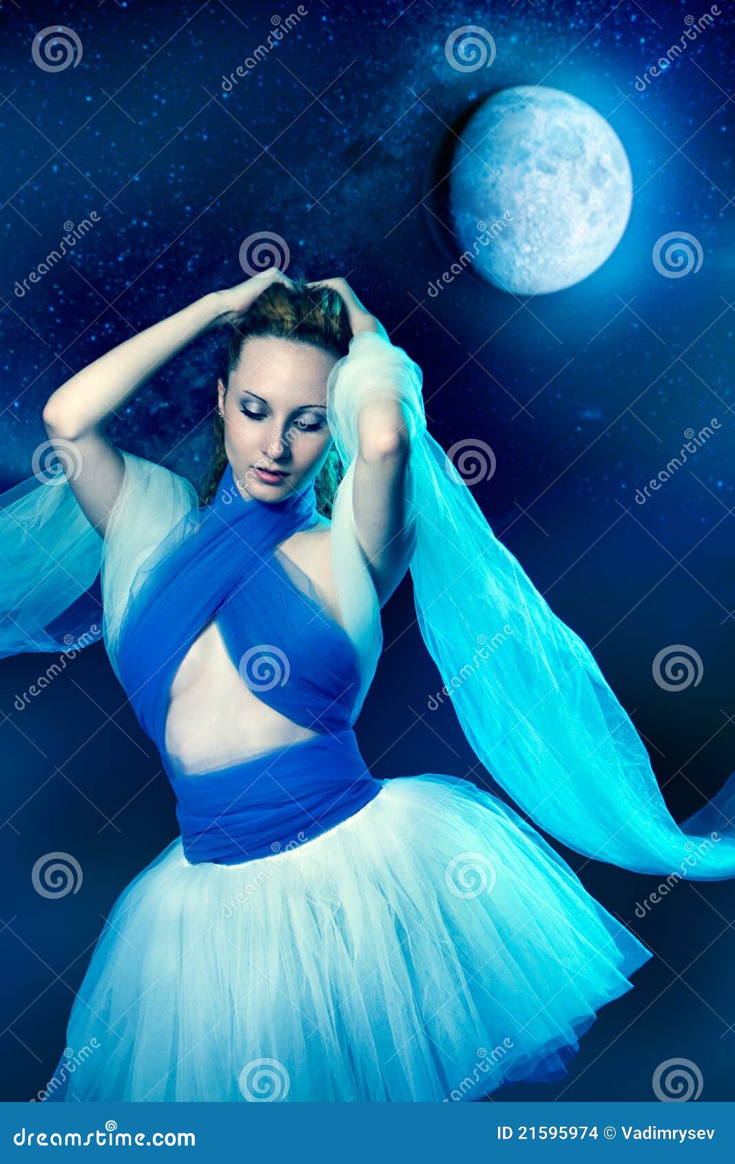 Girl in the moonlight stock photo. Image of caucasian - 21595974