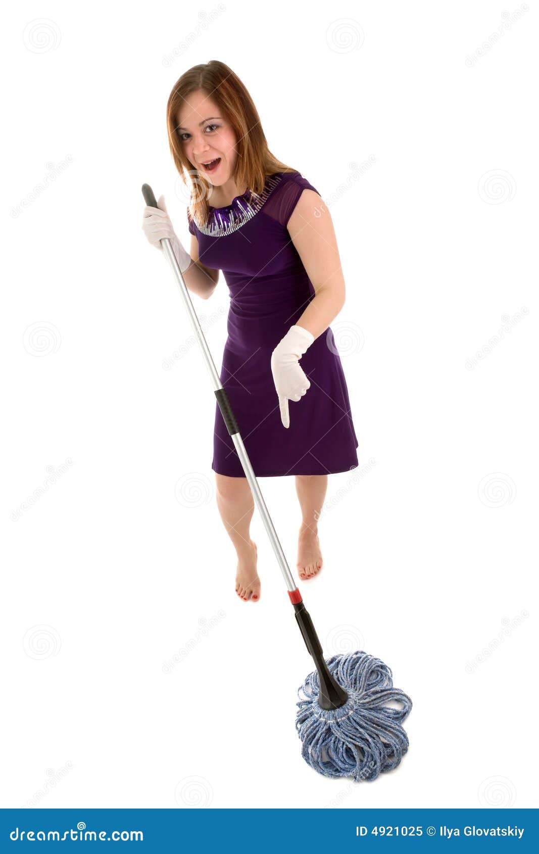 Girl with mop stock image. Image of party, broom, female - 4921025