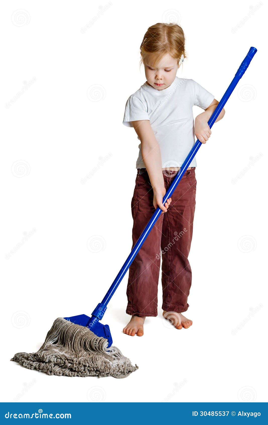 Girl with a mop stock image. Image of human, standing - 30485537