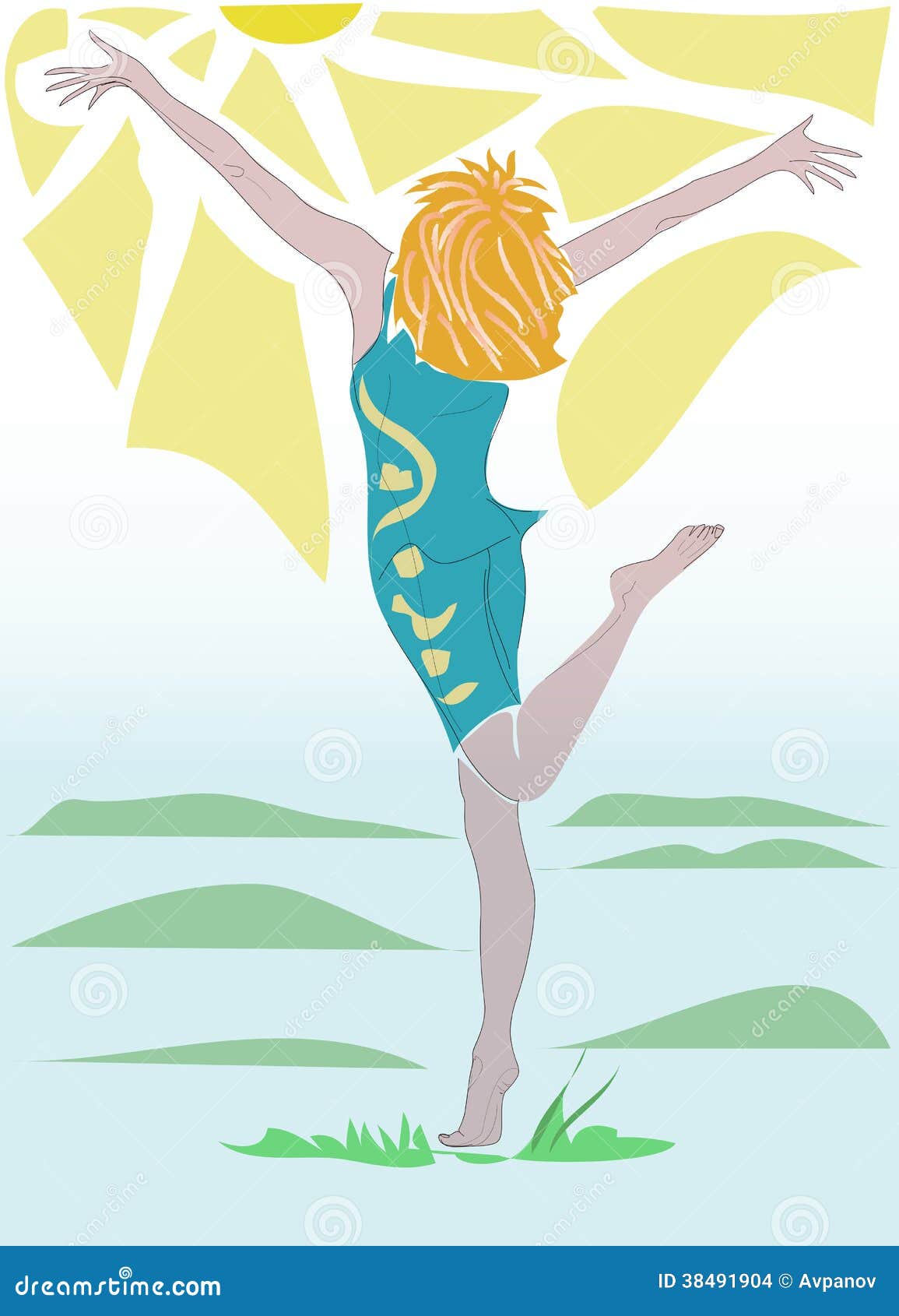 Girl in motion stock vector. Illustration of emotions - 38491904