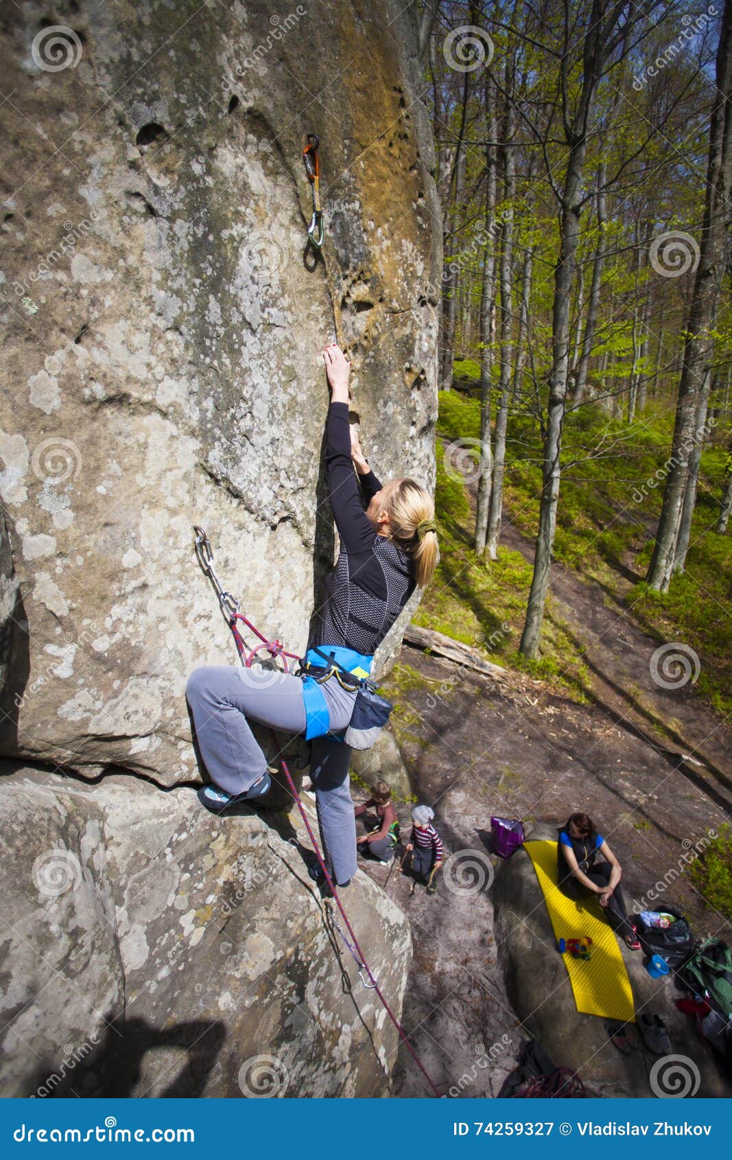 Girl mountain climber. stock image. Image of climbing - 74259327