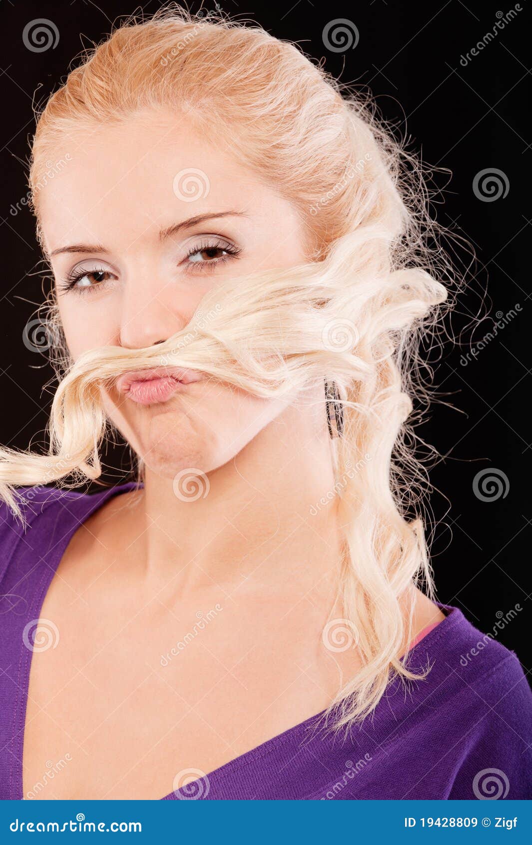 Girl with moustache stock image. Image of braid, lips - 19428809