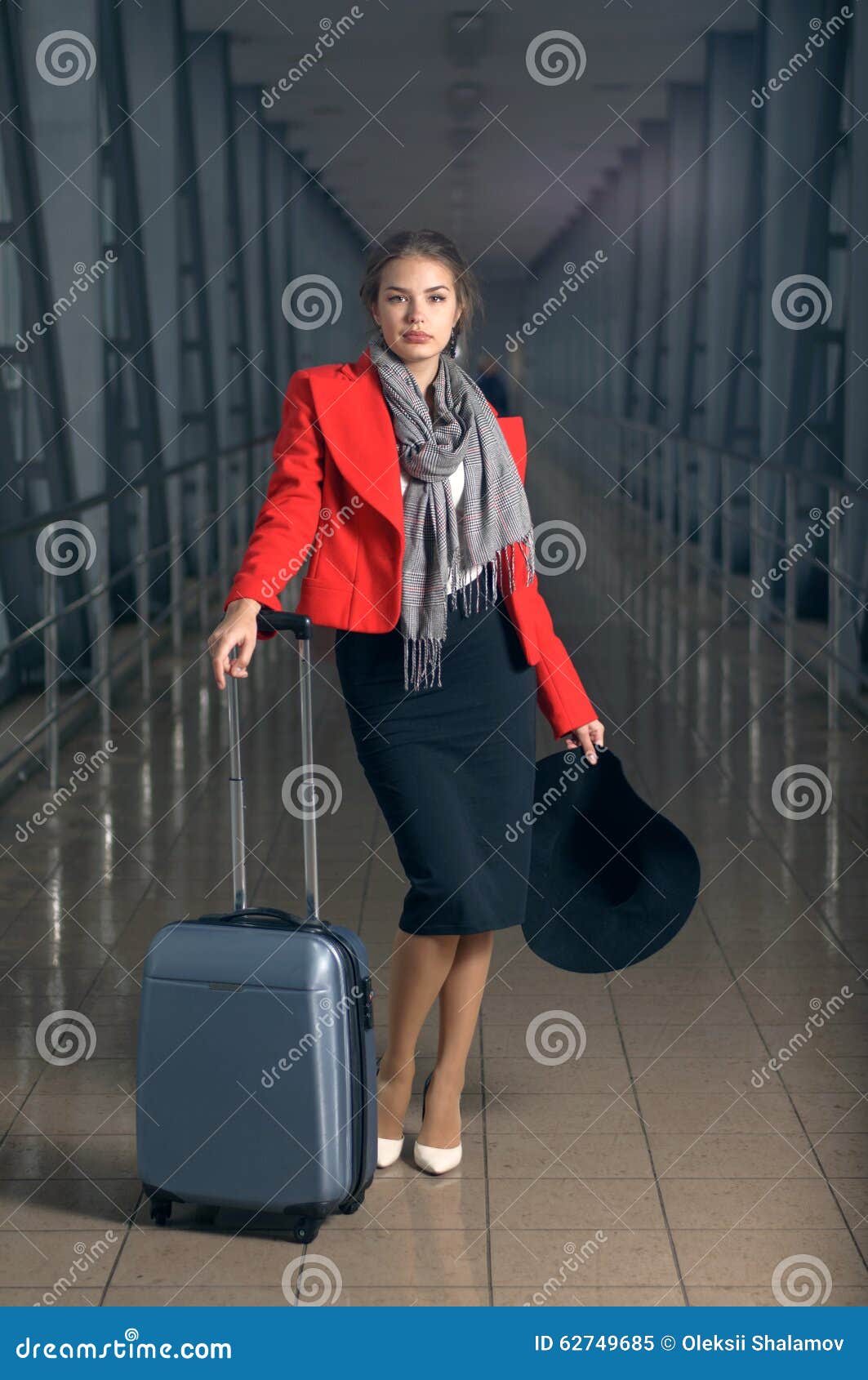 Girl is on the Move with a Suitcase Stock Image - Image of luggage ...