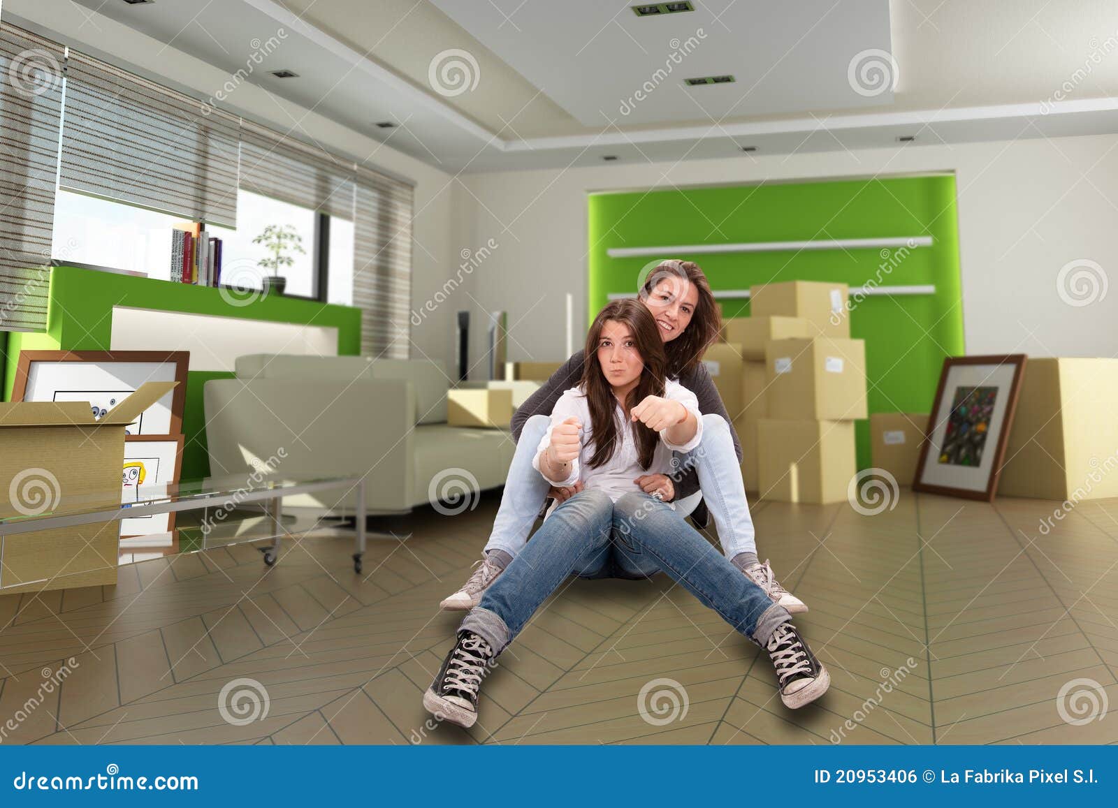 Girl moving out stock photo. Image of flat, house, joking - 20953406