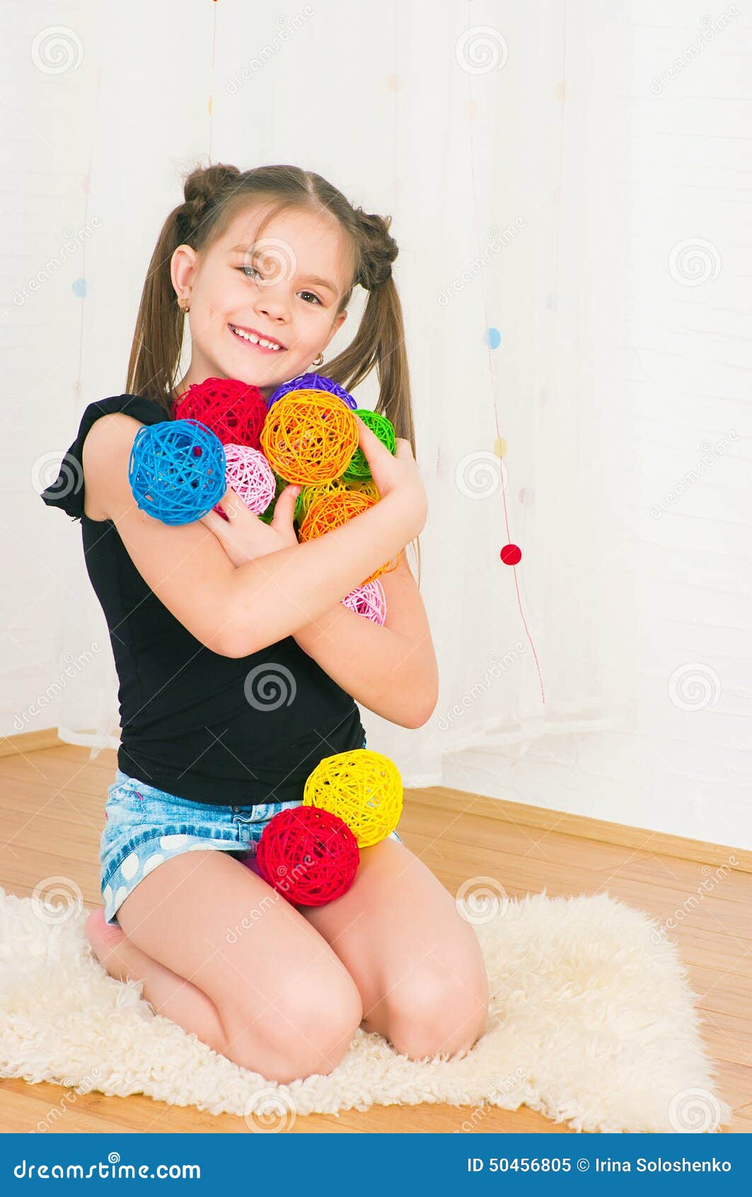 Girl with Multi-colored Balls Stock Image - Image of multi, eight: 50456805