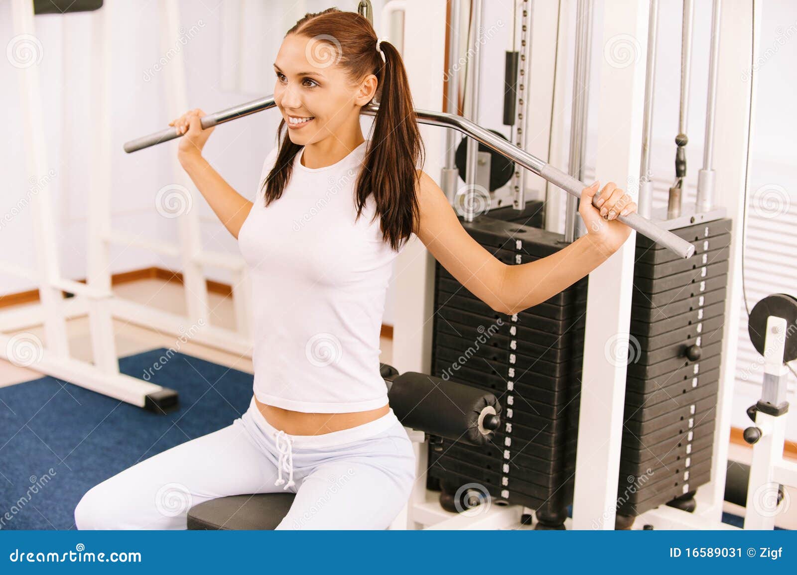 Girl on multi gym stock image. Image of person, fitness - 16589031