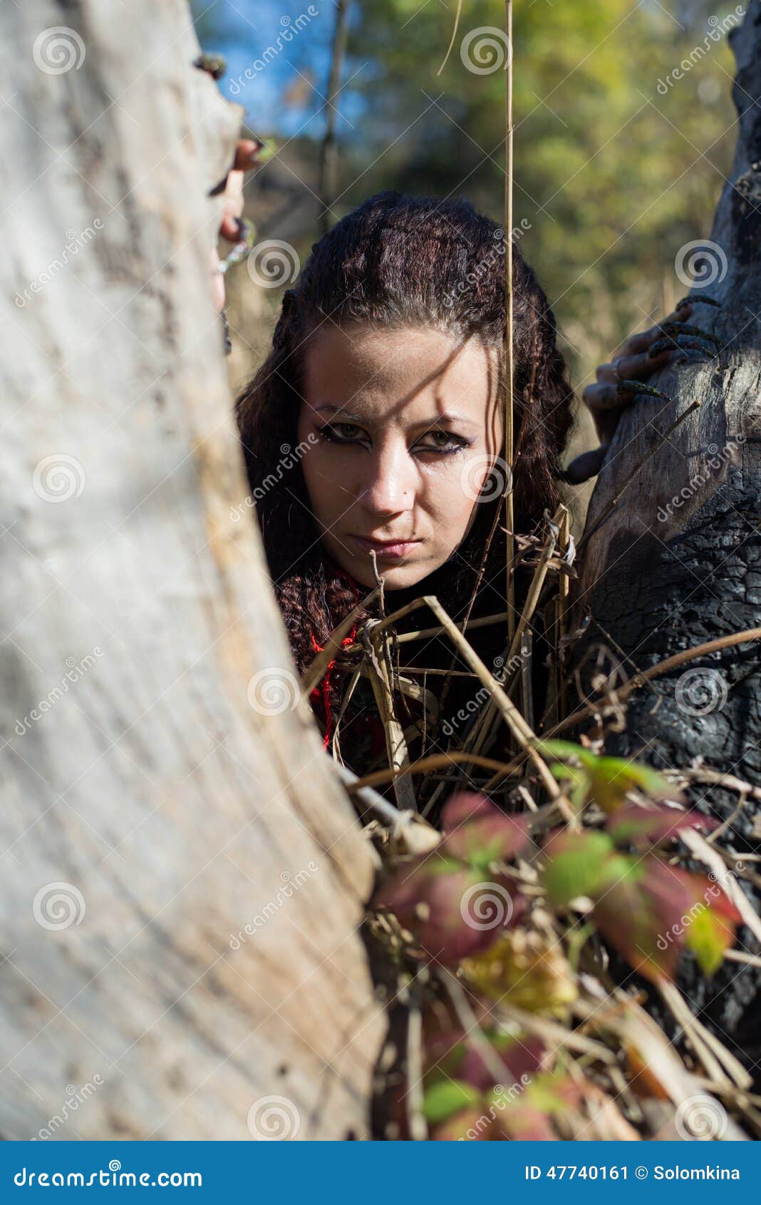 Girl on the Nature in a Red Cloak Stock Image - Image of forest, dress ...