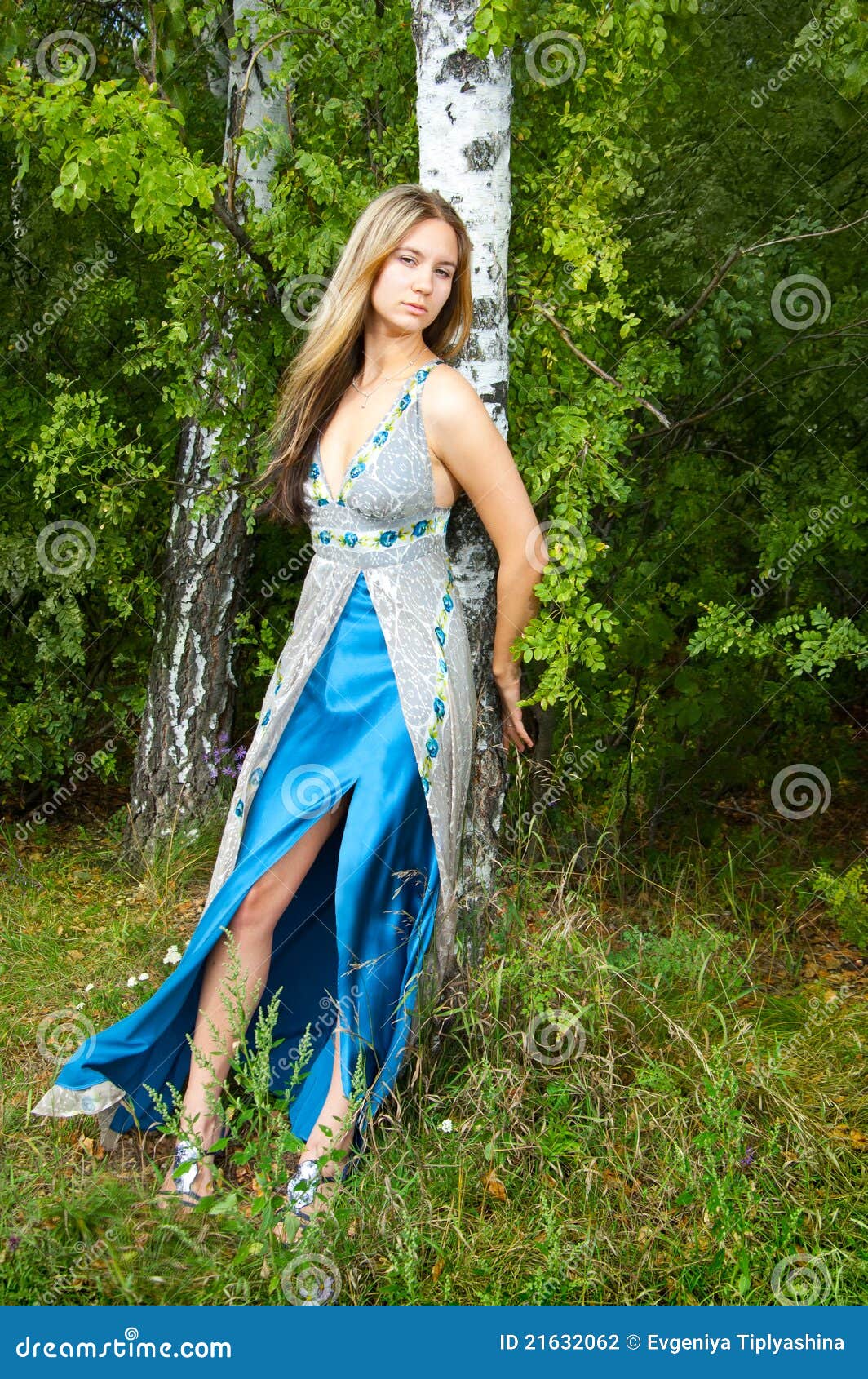 Girl near birch stock photo. Image of dark, face, fair - 21632062