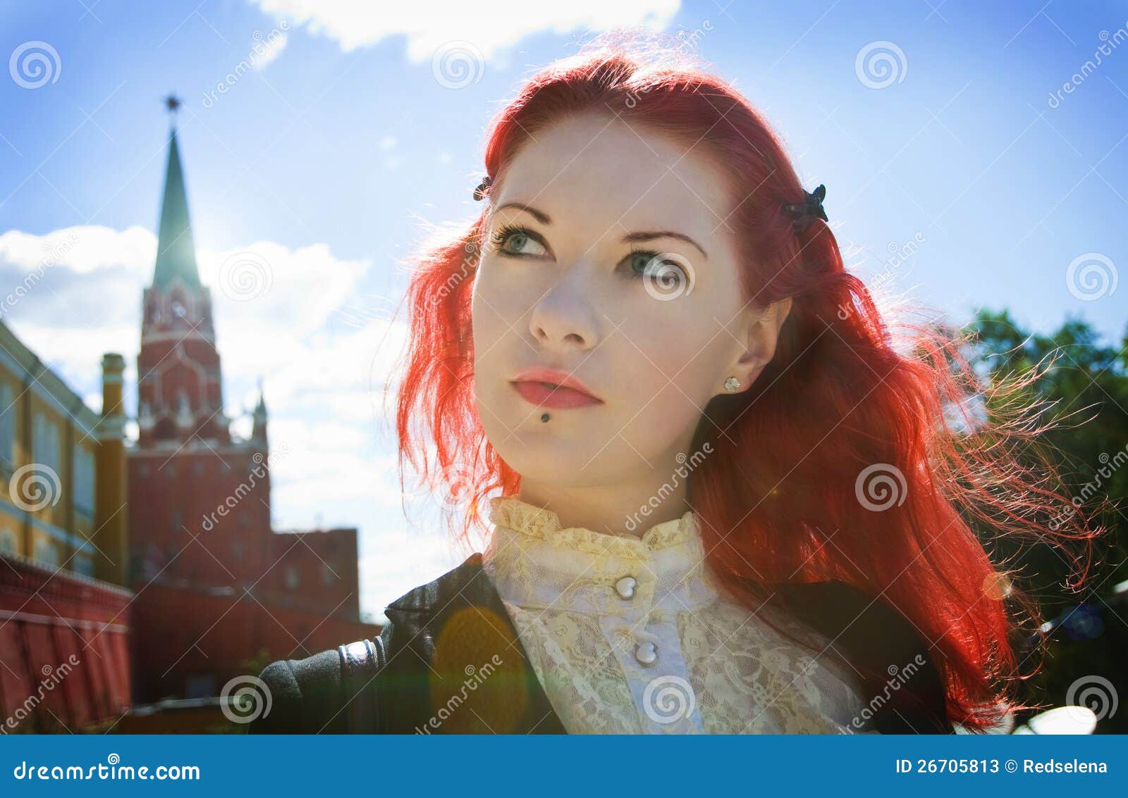 Girl near Kremlin stock image. Image of russia, model - 26705813