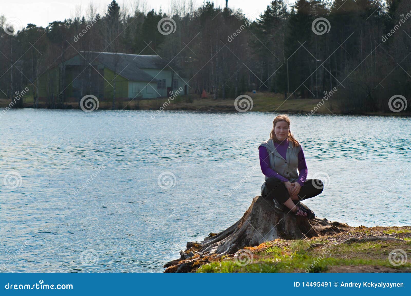 Girl near a lake stock image. Image of adult, happiness - 14495491