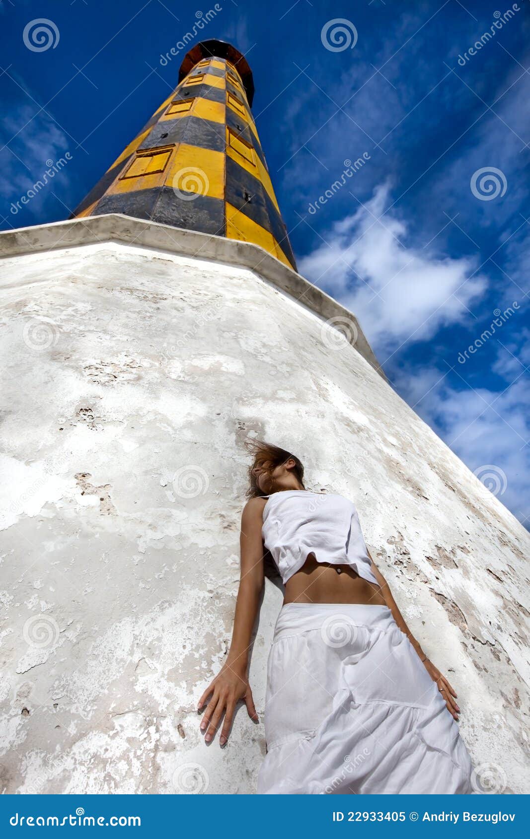 Girl near lighthouse stock image. Image of female, woman - 22933405