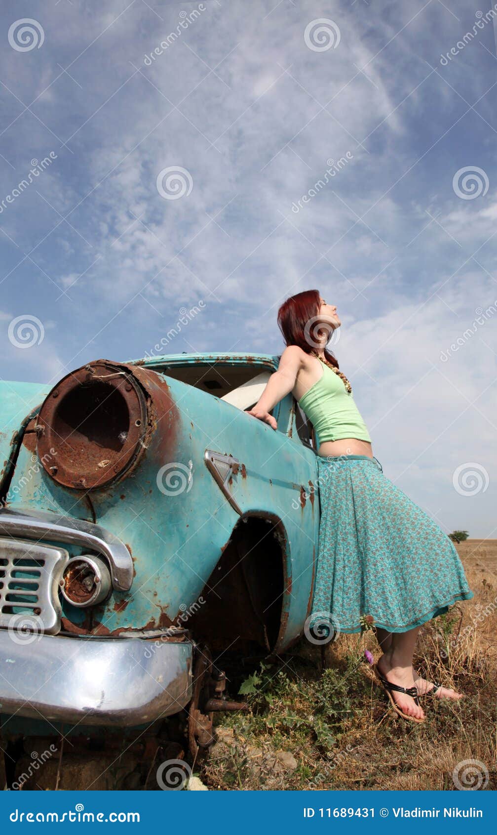 Girl near old car stock image. Image of automobile, women - 11689431