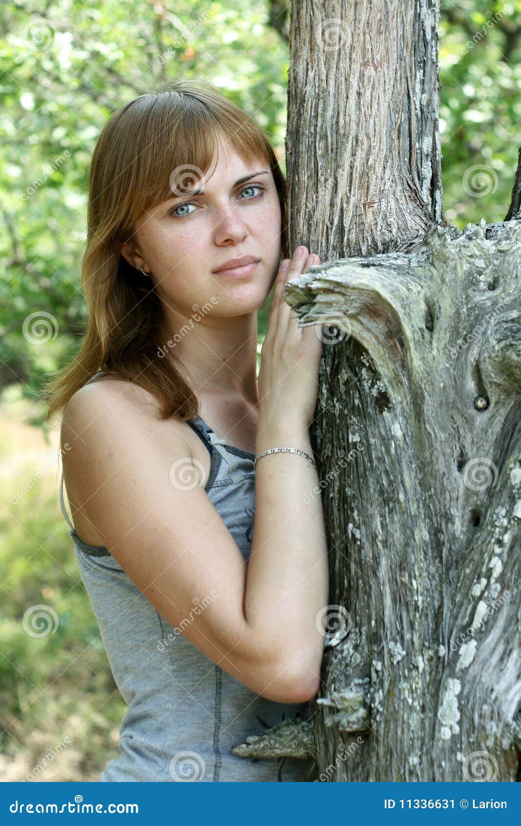 Girl near the tree stock image. Image of green, beautiful - 11336631
