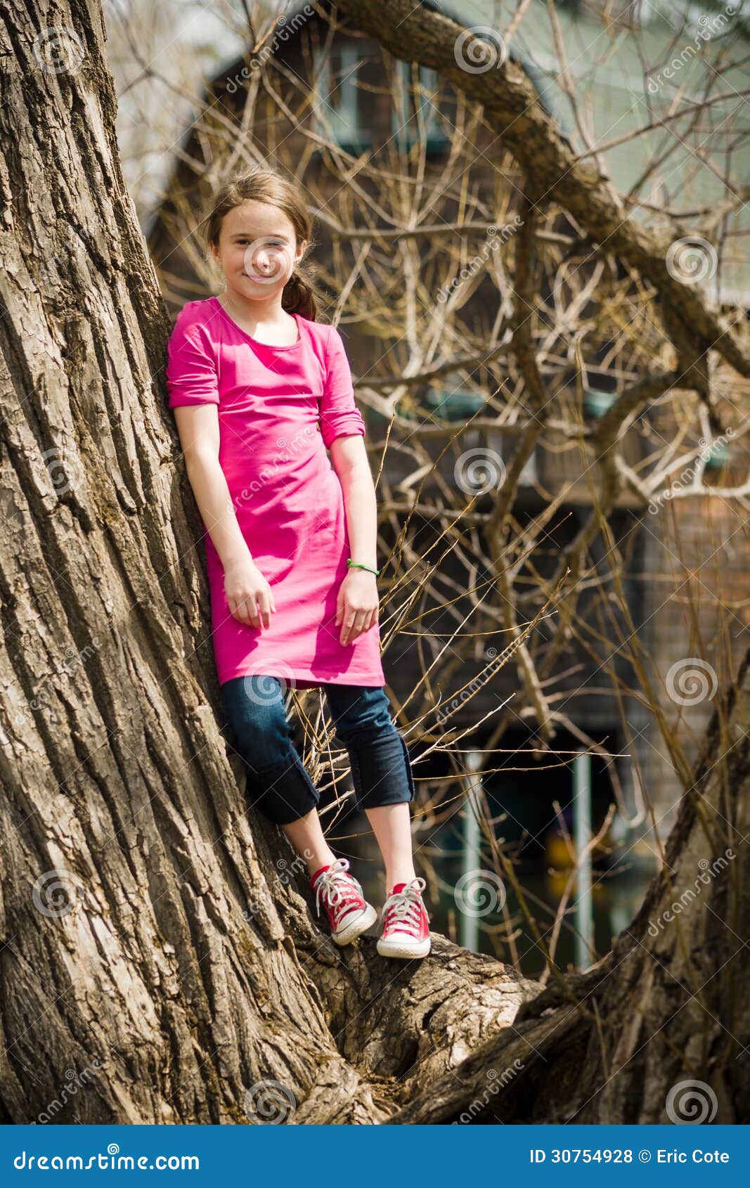 Girl near trees stock photo. Image of smile, climbing - 30754928
