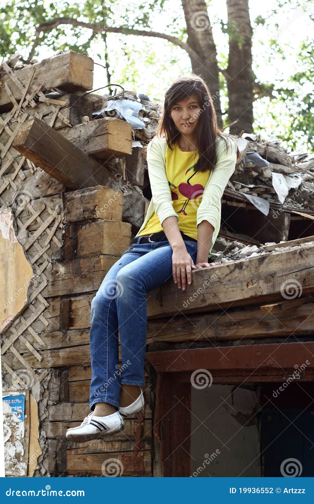 Girl in a neglected house stock photo. Image of abandoned - 19936552