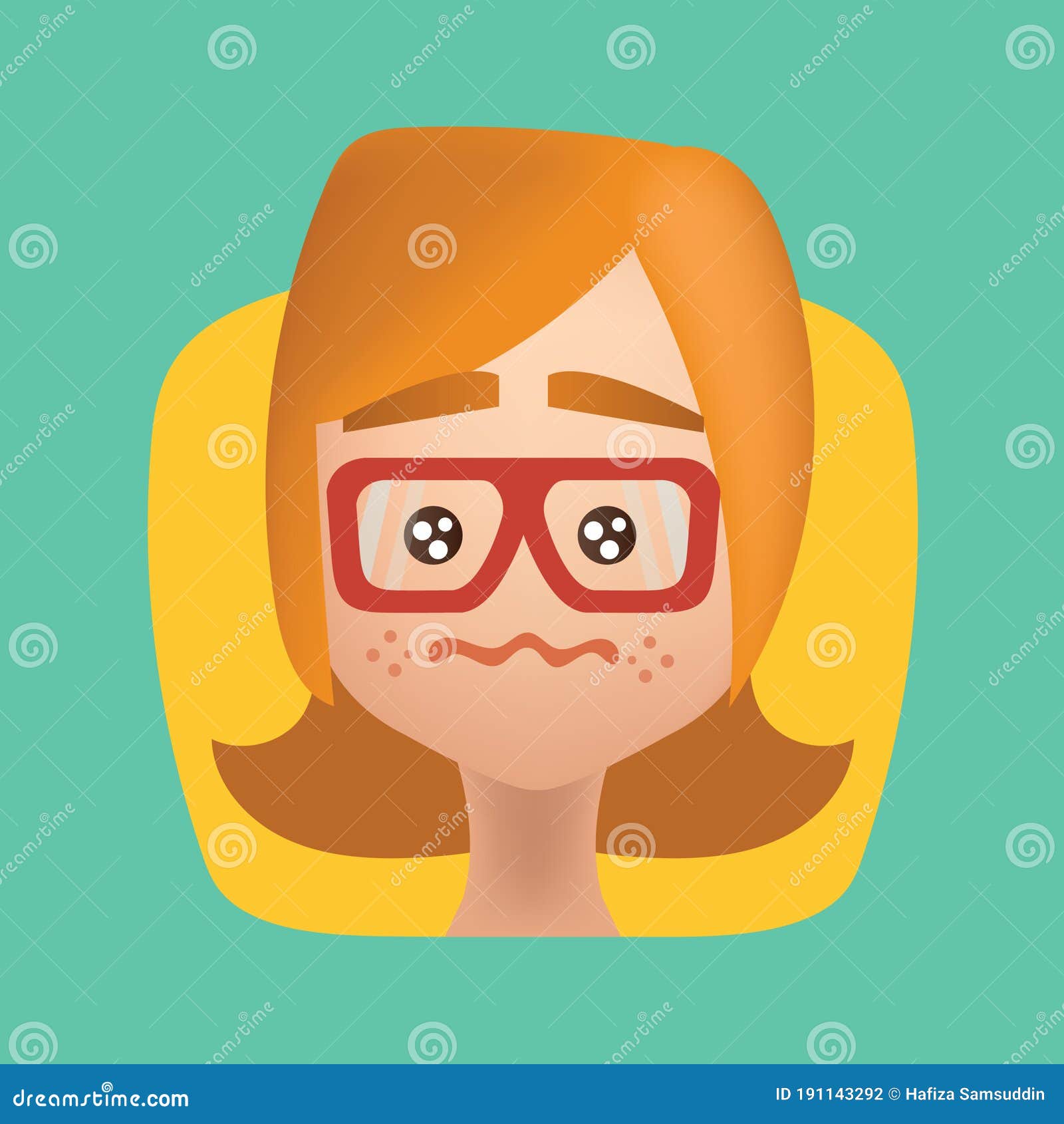 Girl with Nervous Expression. Vector Illustration Decorative Design ...