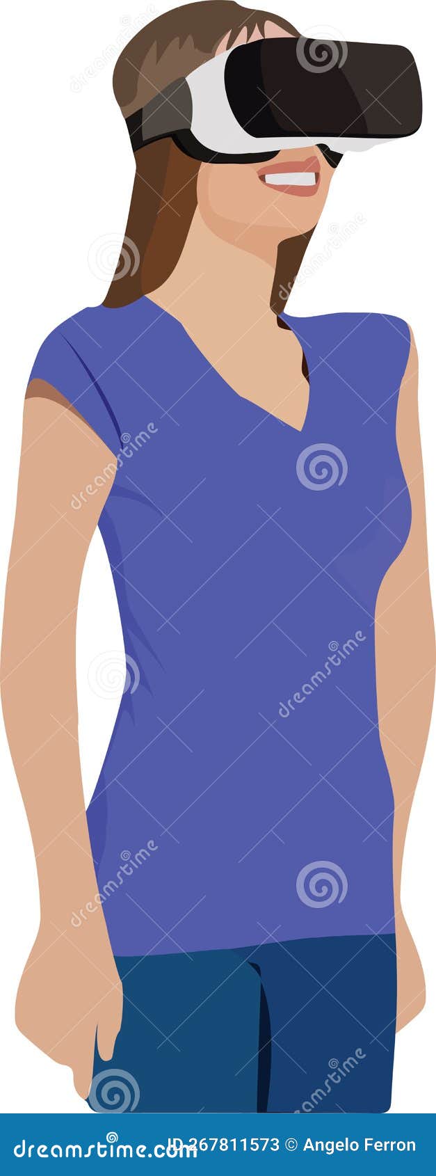 Girl with New Virtual Reality Technology- Stock Vector - Illustration ...