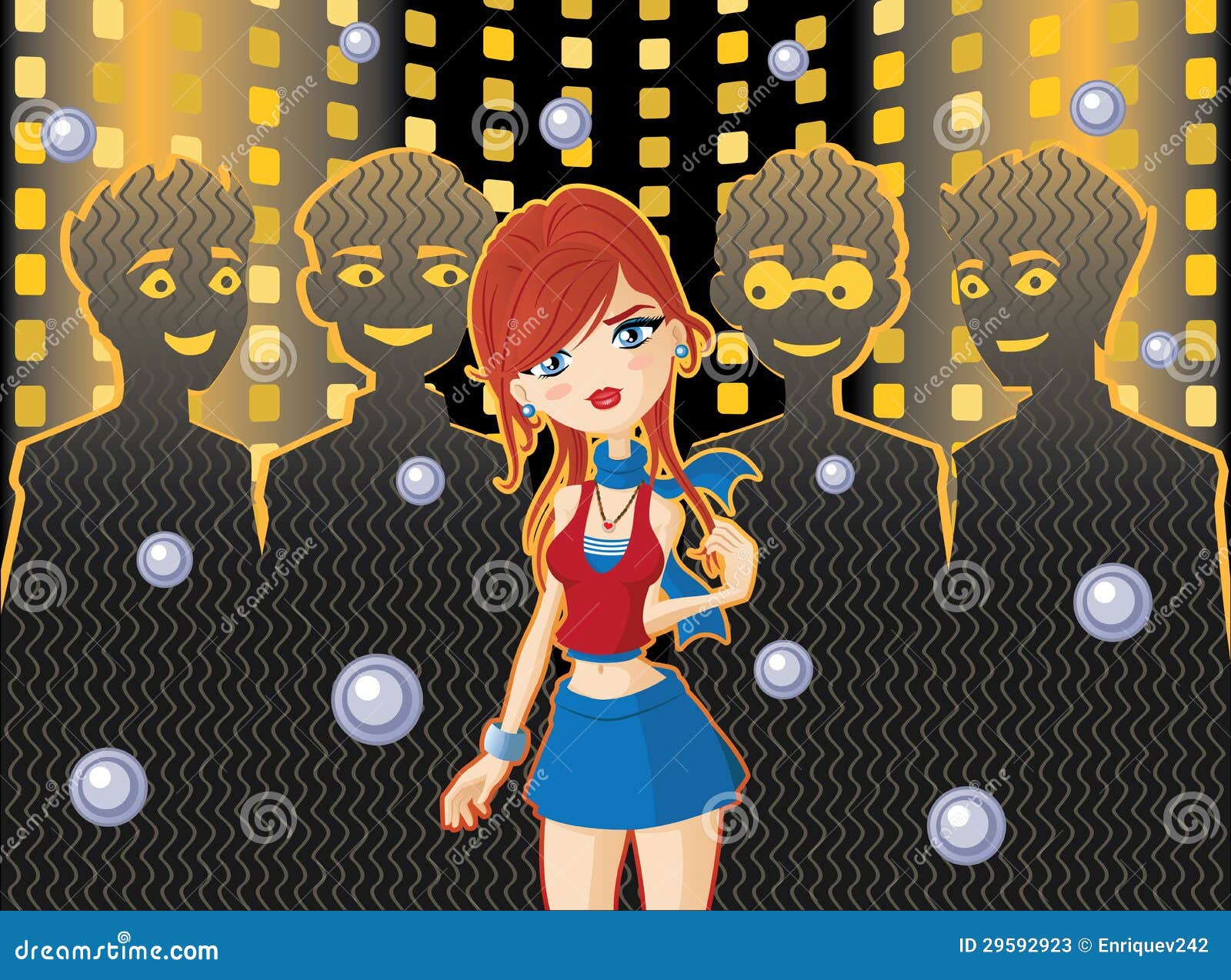 Girl in nightclub stock vector. Illustration of redhair - 29592923