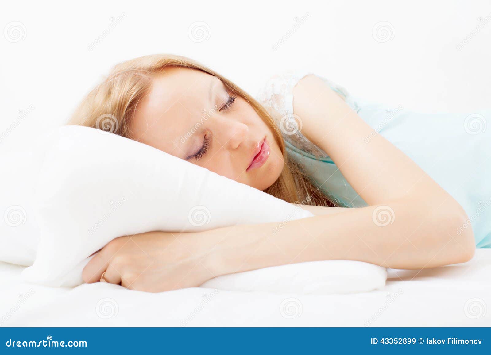 Girl in Nightshirt Sleeping in Bed Stock Image - Image of calm, bedding ...