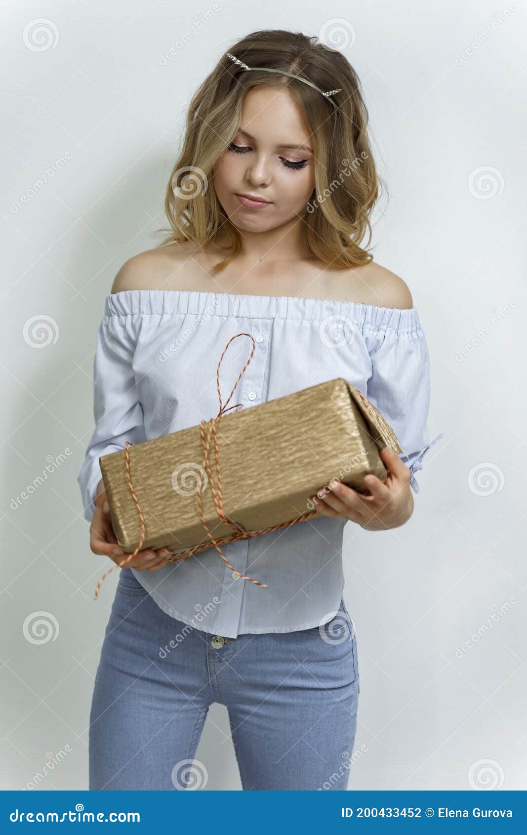 The Girl is Not Happy with the Gift Stock Photo - Image of celebration ...