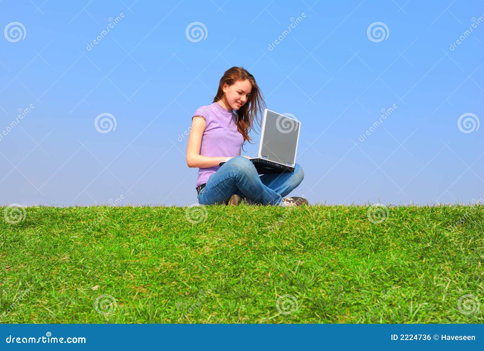 Girl with notebook stock photo. Image of face, laptop - 2224736