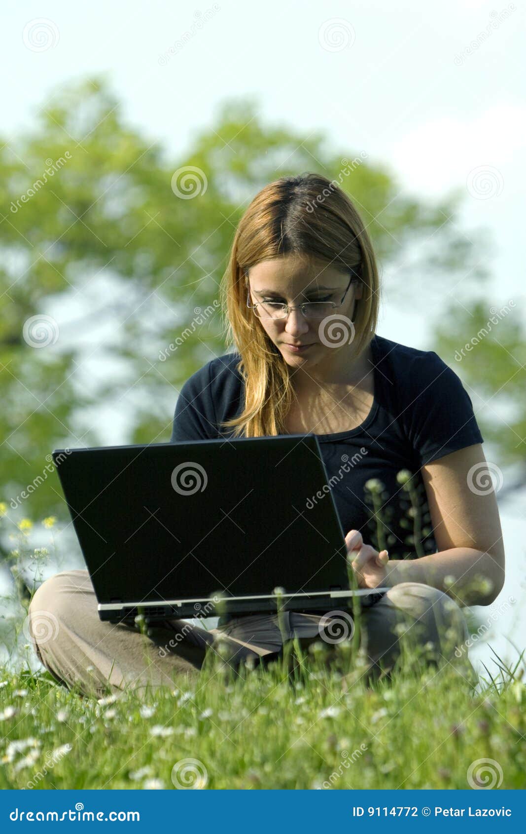 Girl with Notebook stock photo. Image of person, internet - 9114772