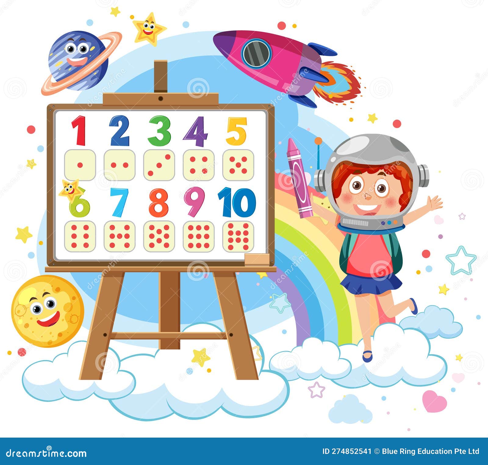 Girl with Number and Dice stock vector. Illustration of counting ...