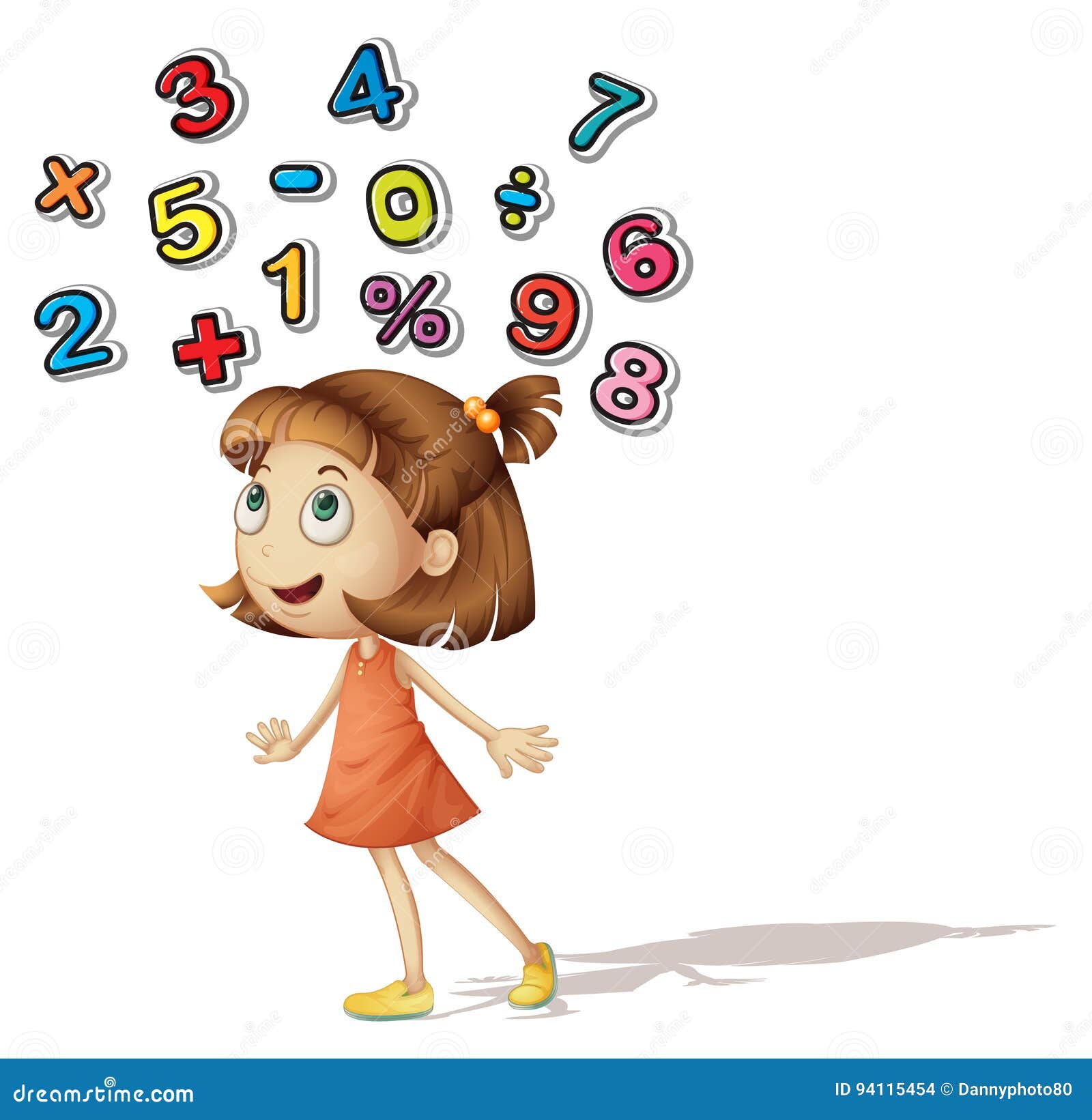 Girl with Numbers on Her Head Stock Vector - Illustration of countable ...
