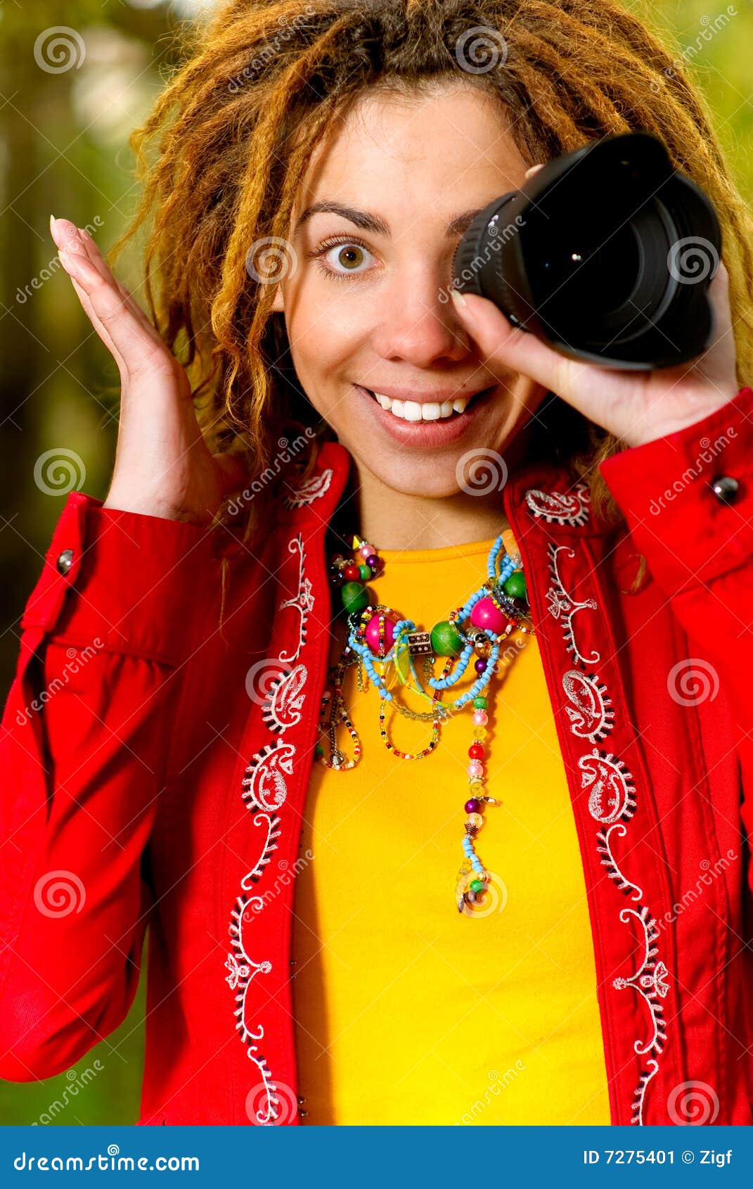 Girl with an objective stock image. Image of adults, hairstyle - 7275401