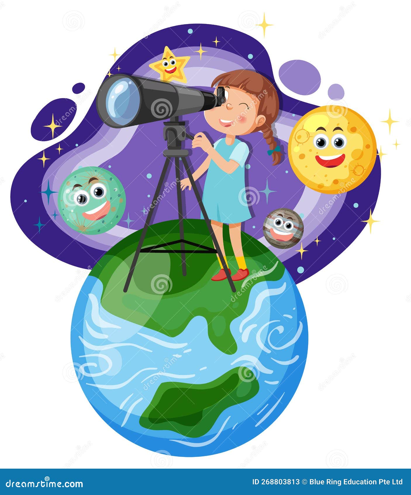 Girl Observing Ants With Magnifying Glass Cartoon Illustration ...