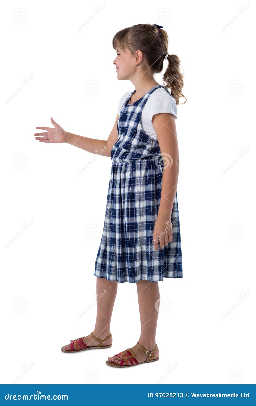 Girl Offering Handshake on White Background Stock Image - Image of ...
