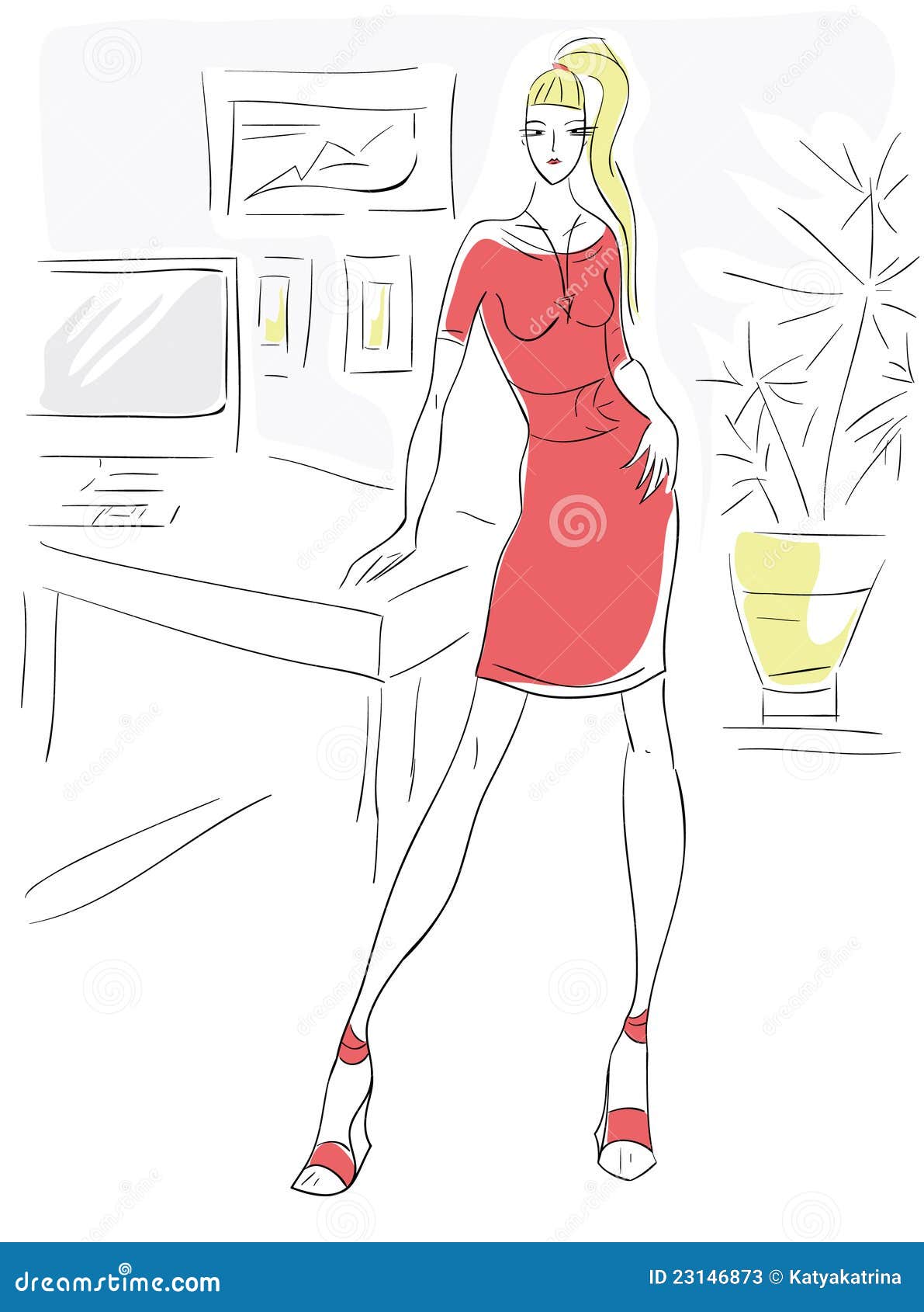 Girl in the office stock vector. Illustration of office - 23146873