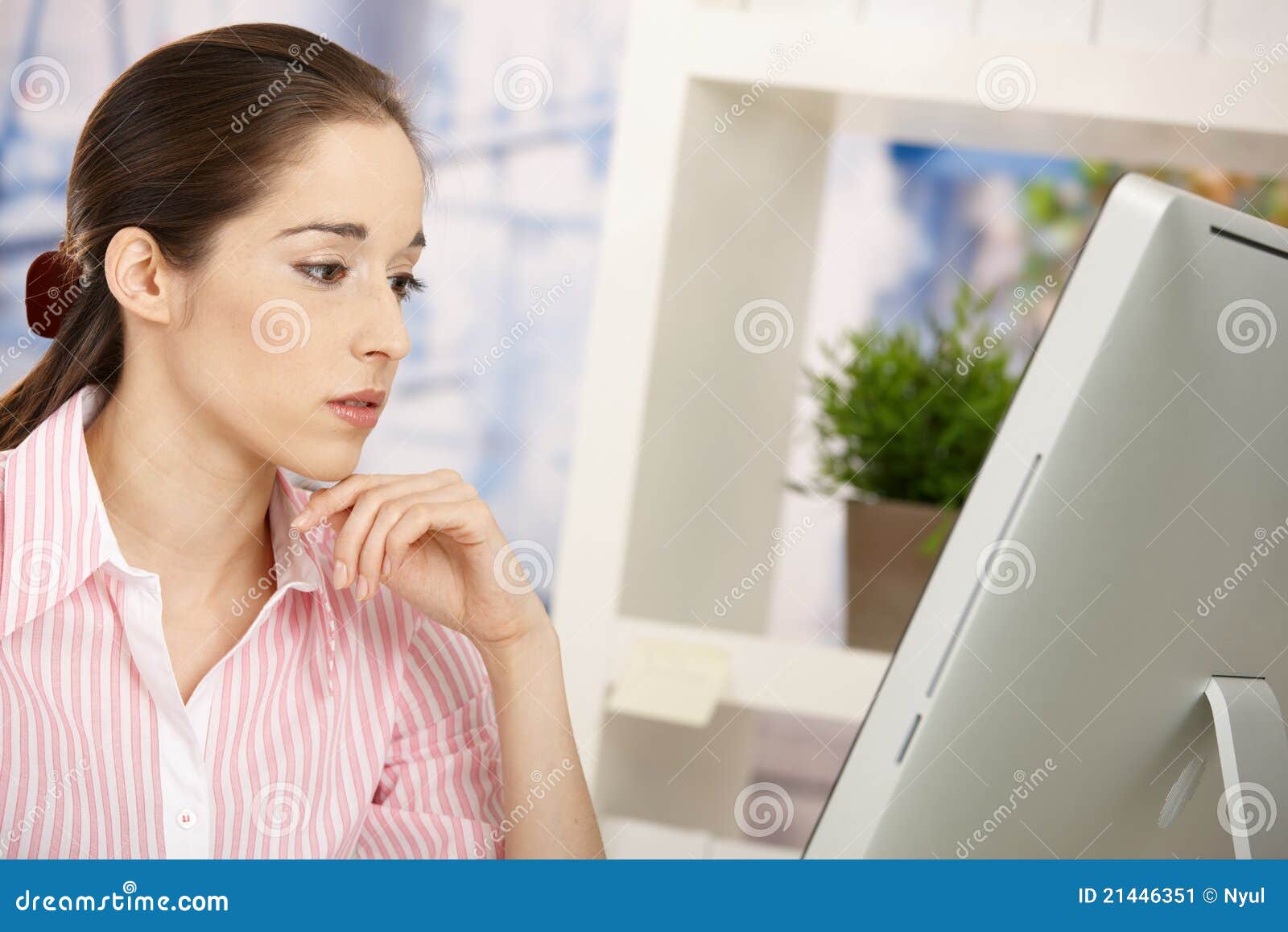 Girl in Office Busy Working Stock Image - Image of assistant, desktop ...