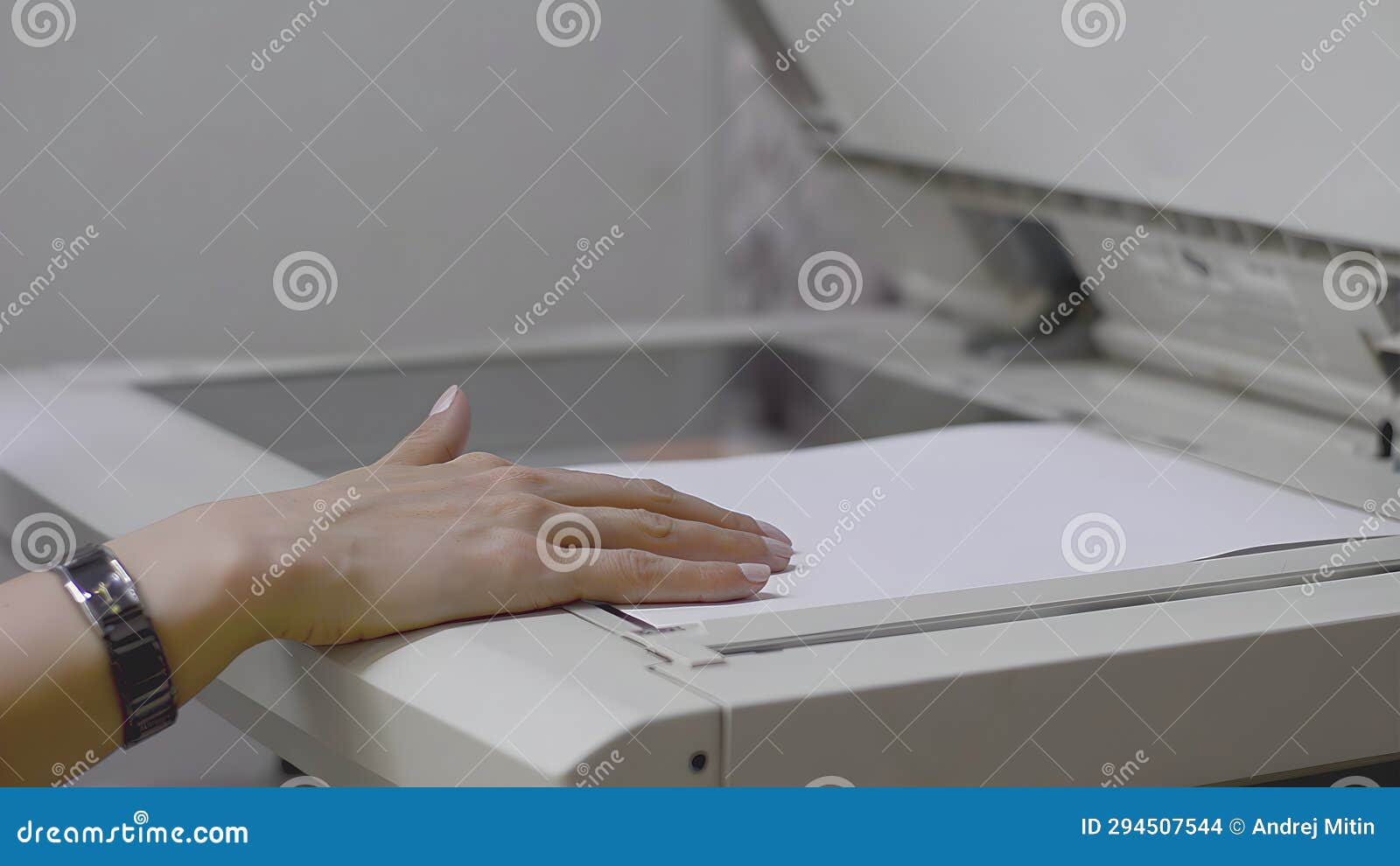 Girl in the Office Scans Document in the Copier Stock Photo - Image of ...