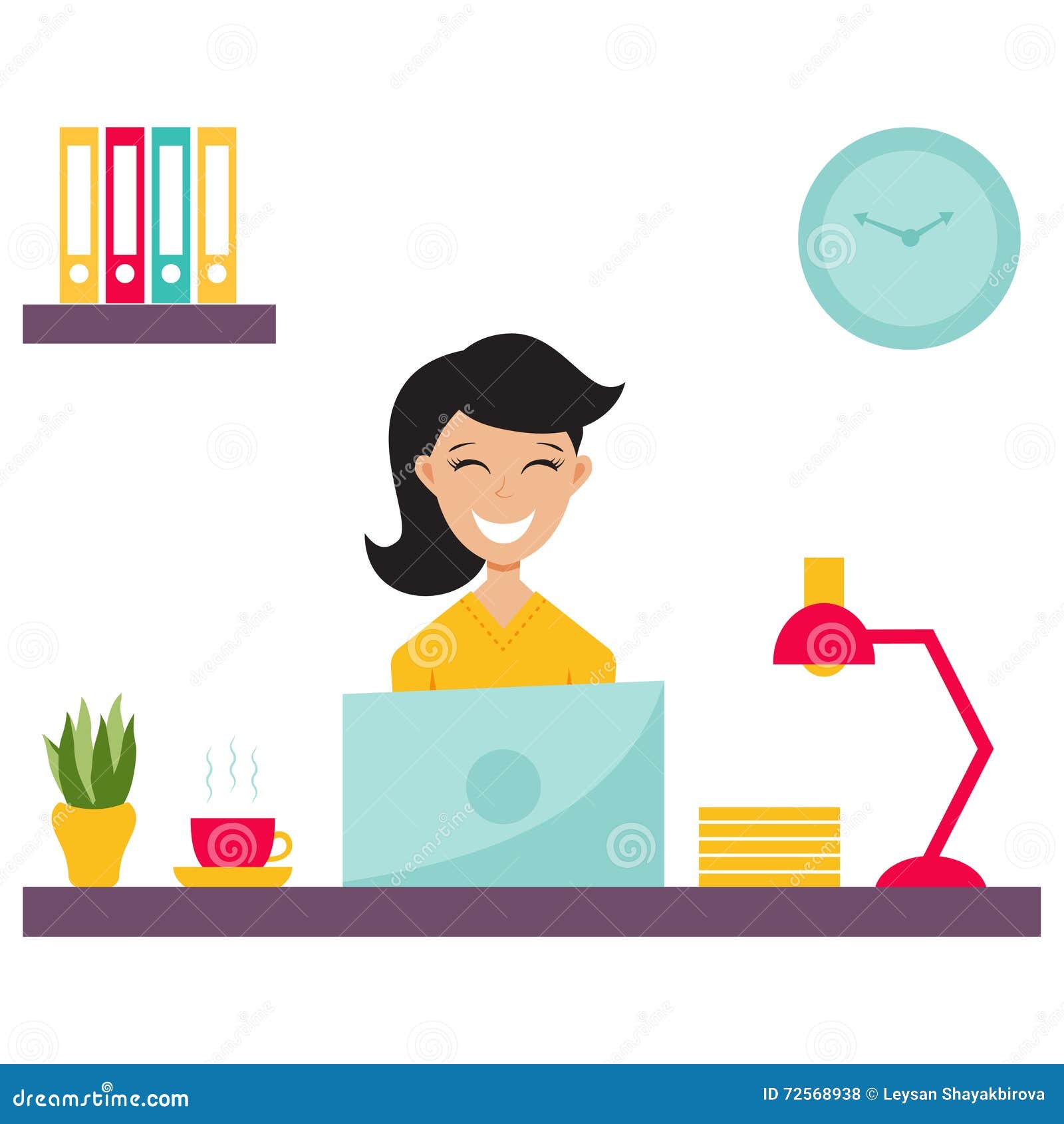 Girl in office stock vector. Illustration of desktop - 72568938