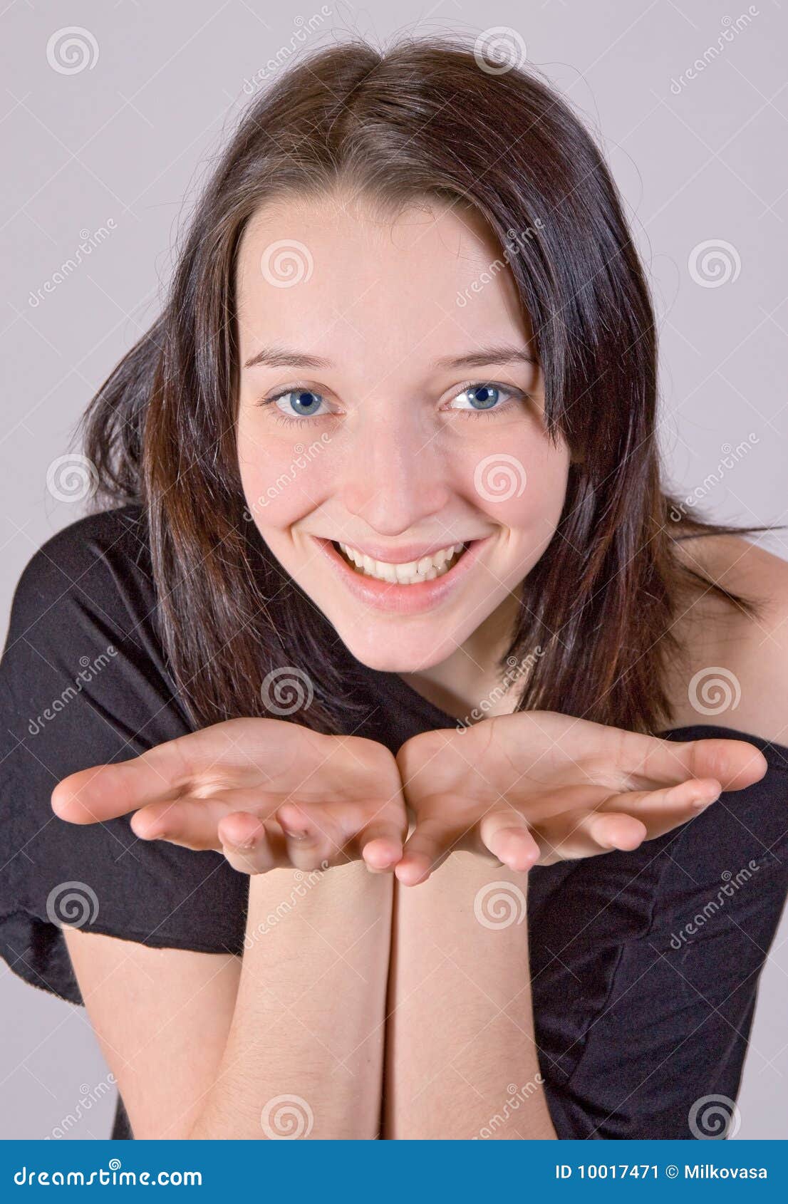 Girl with open hand stock image. Image of lovely, isolated - 10017471