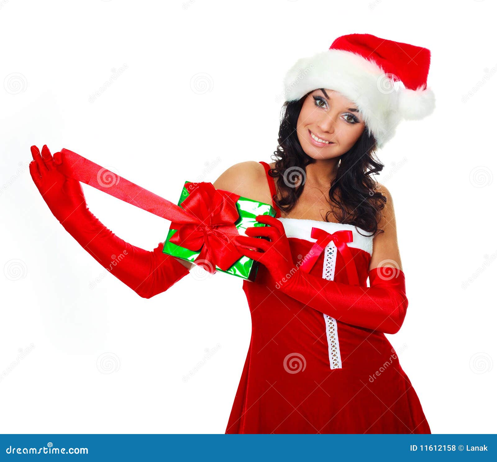 Girl opening a present stock photo. Image of satisfaction - 11612158