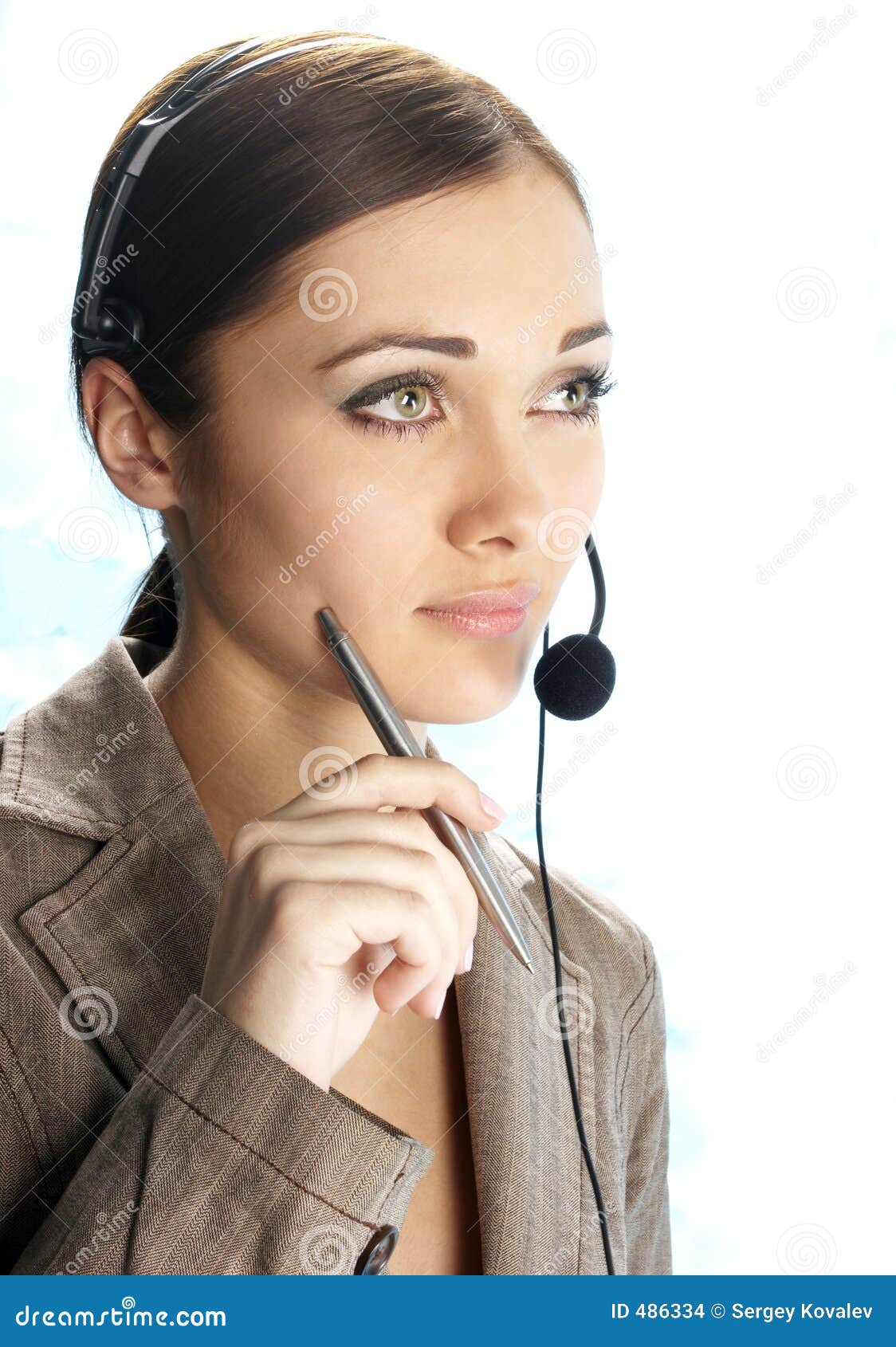 Girl the operator stock photo. Image of customer, agent - 486334