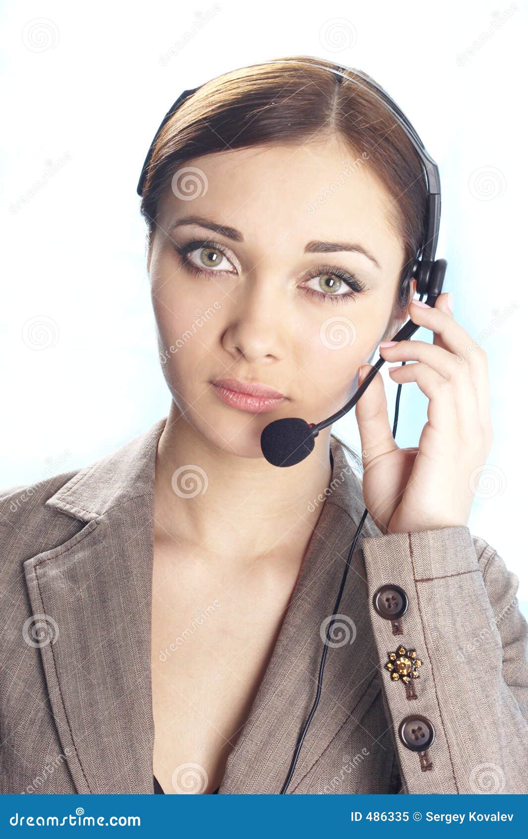 Girl operator stock image. Image of intense, online, head - 486335