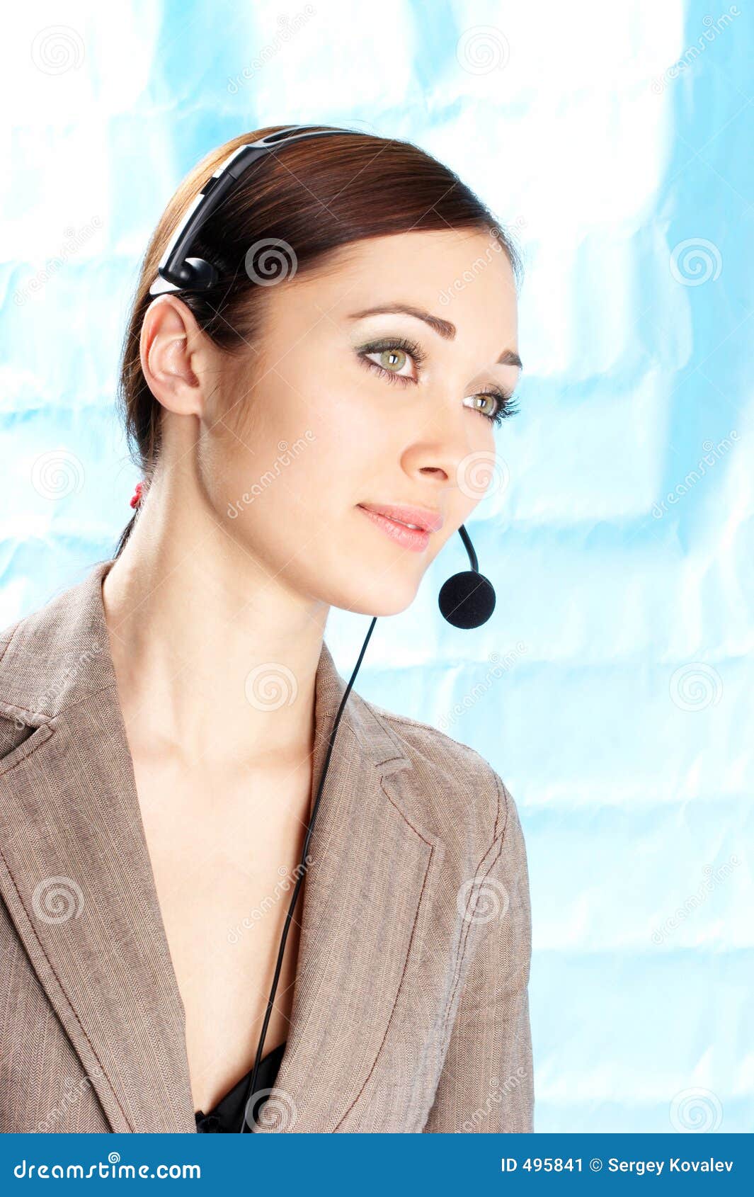 Girl operator stock image. Image of intense, copy, model - 495841