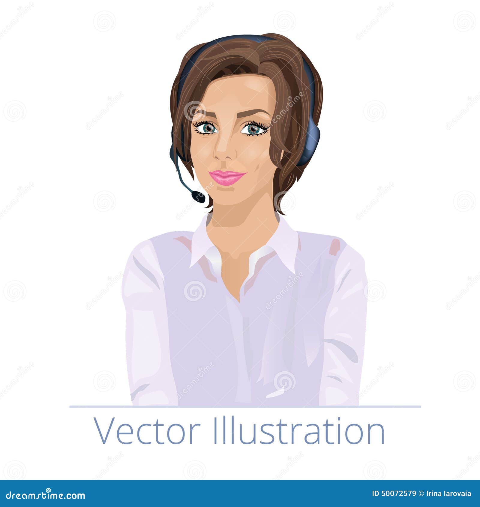 Girl operator, vector stock vector. Illustration of attractive - 50072579