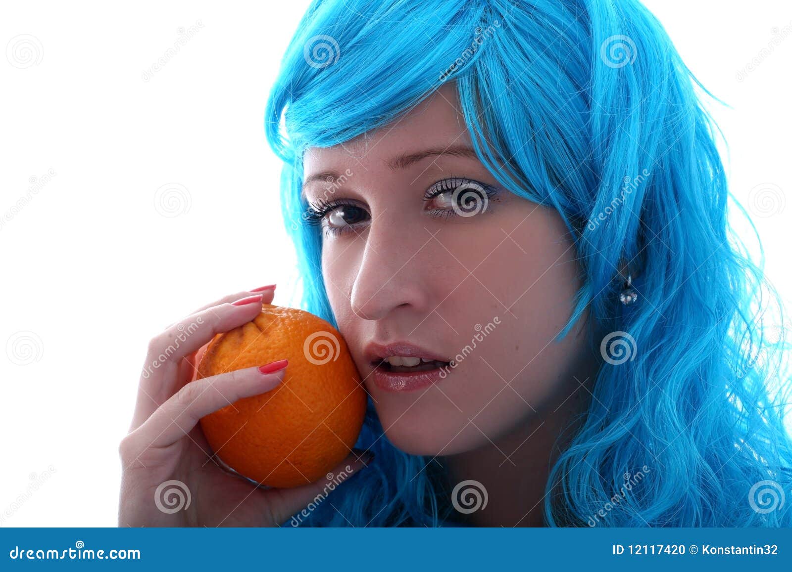 Girl with orange stock photo. Image of vitamin, fruit - 12117420
